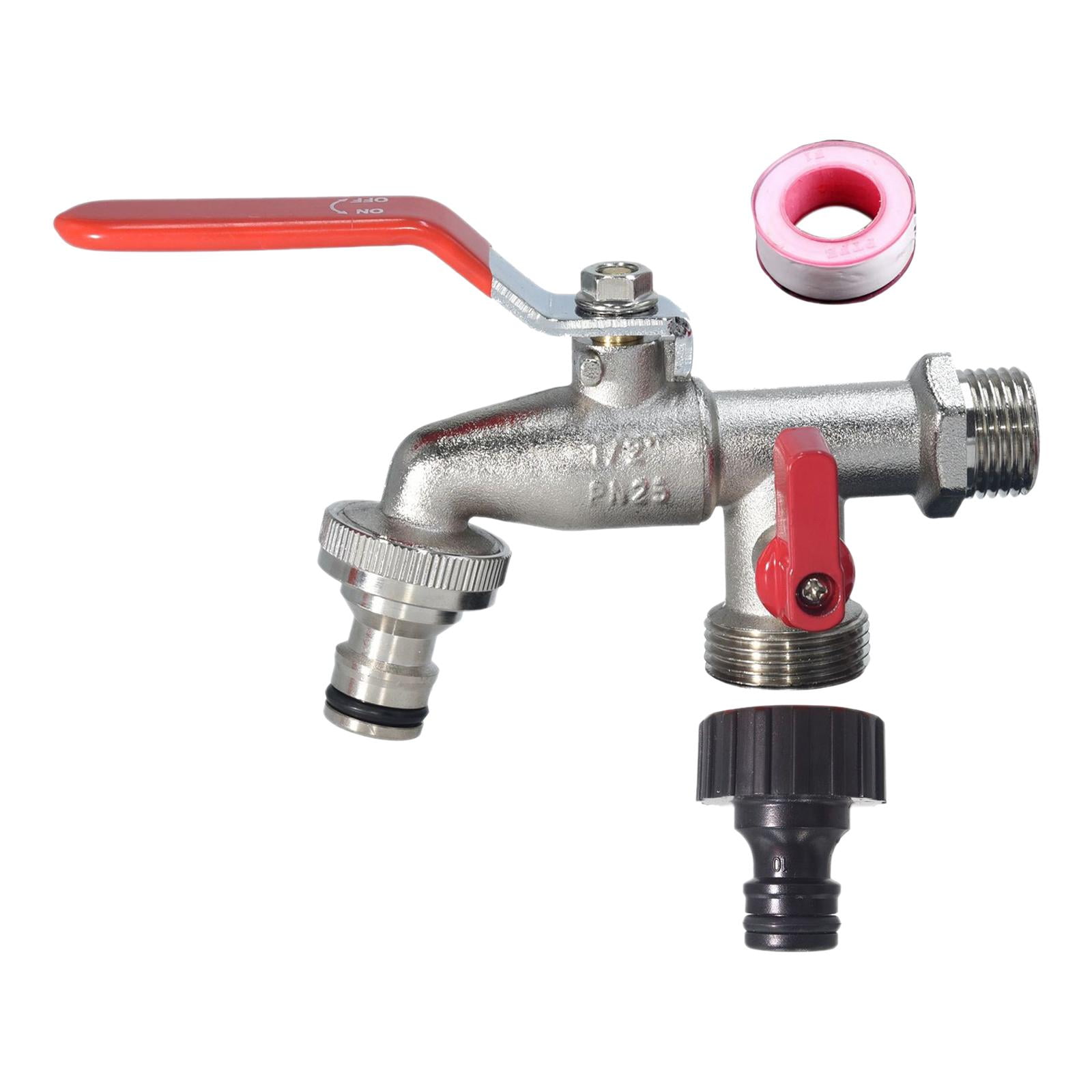 simhoa Outdoor Garden Faucet Garden Hose Connector Double Taps 1/2inch ...