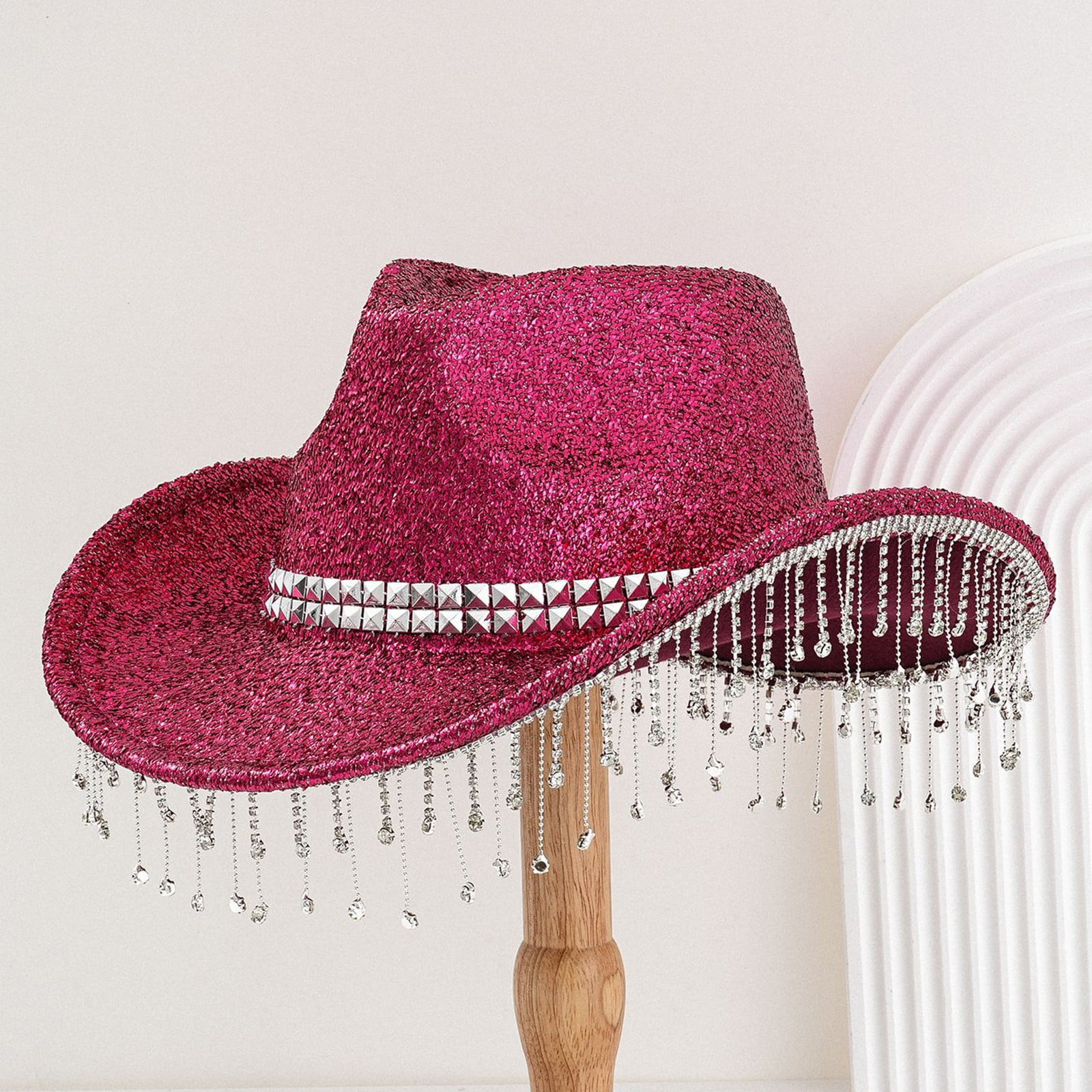 WCJM Under$ 10 Hot Pink Cowboy Blended Fabric Tassel Fashion Top Hat ...