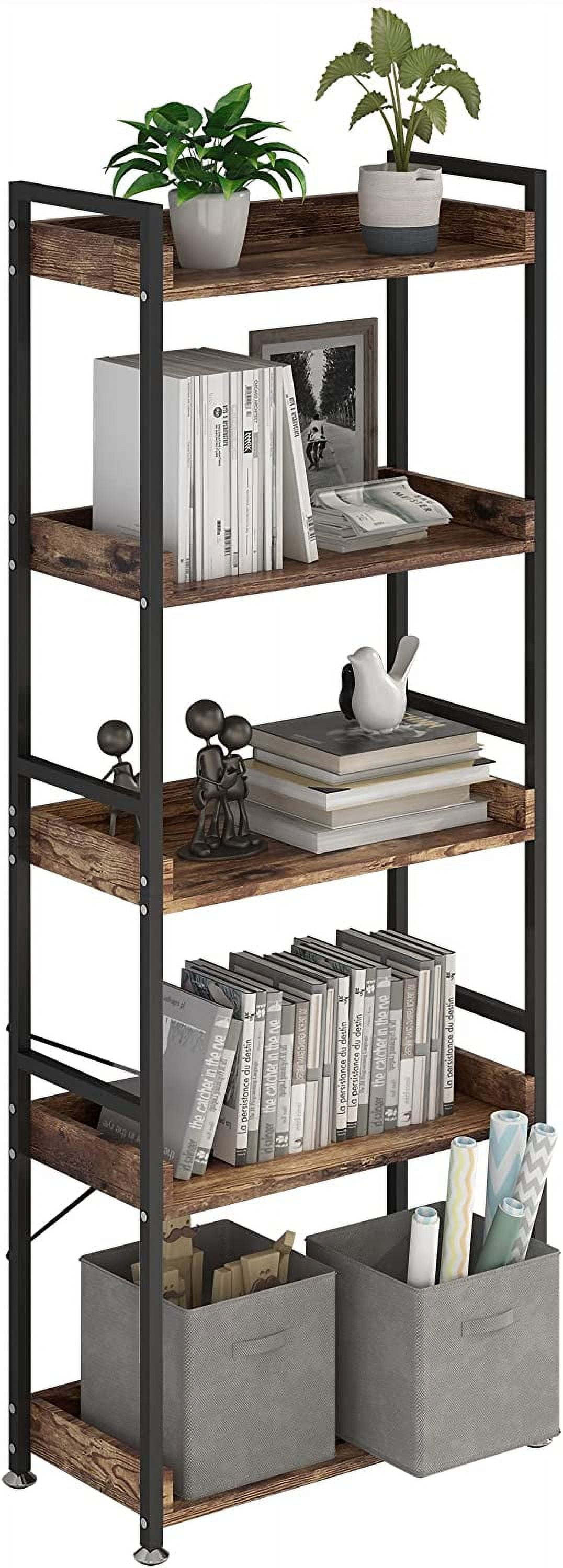 simple 4NM No-Assembly Folding Bookshelf Storage Shelves 3 Tiers ...