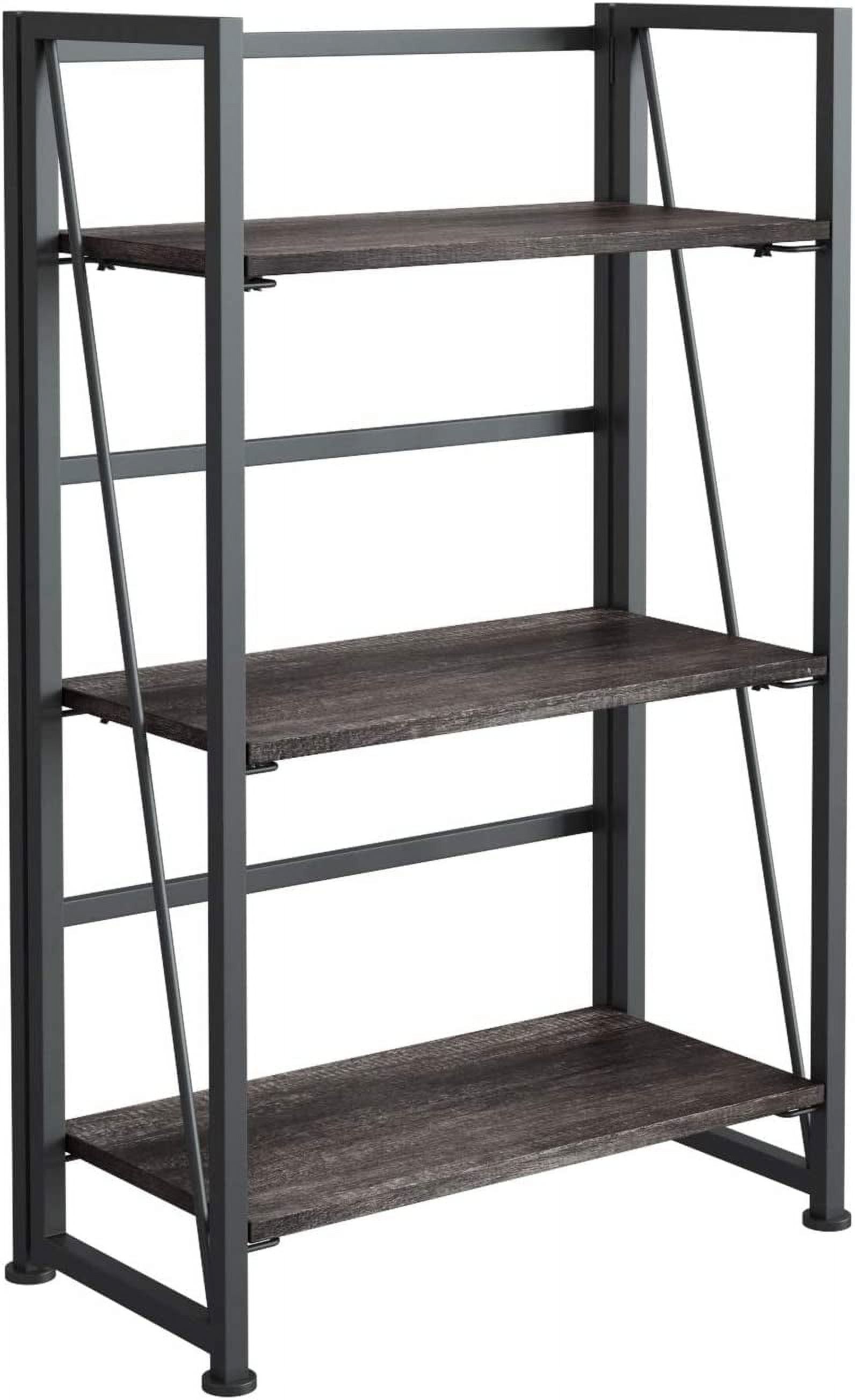 simple 4NM No-Assembly Folding Bookshelf Storage Shelves 5 Tiers ...