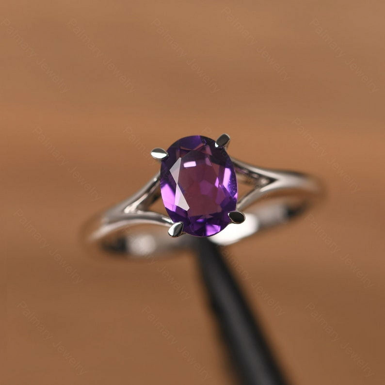 simple amethyst ring sterling silver oval cut split shank promise ring ...