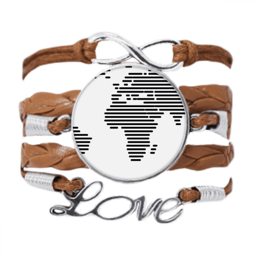 simple black line world map pattern bracelet love chain ornament ...
