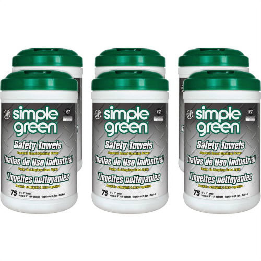 simple green Safety Towels, 1-Ply, 10 x 11.75, White, Unscented, 75 ...