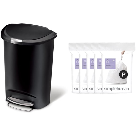 simplehuman 13 Gallon Trash Can and Code P Trash Bag Combo - Walmart.com