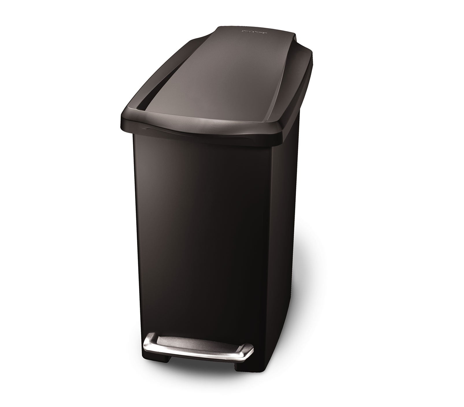 simplehuman Slim Plastic Step Trash Can 10L, Black with Steel Pedal and ...