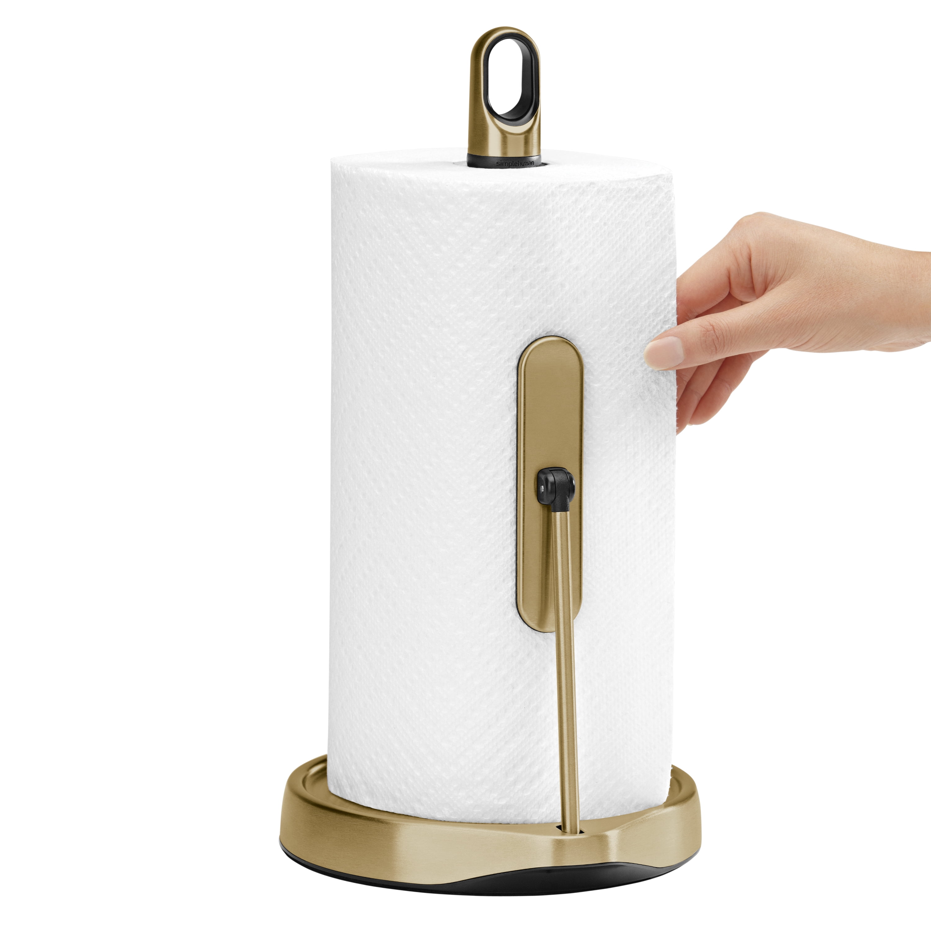 simplehuman Tension Arm Paper Towel Holder, Brass Stainless Steel ...