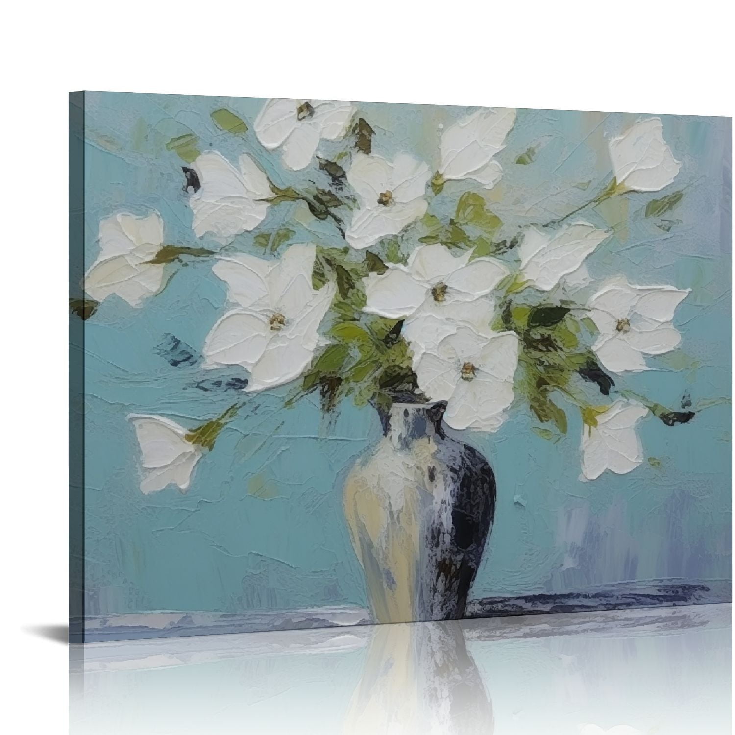 simulation hand painted texture on canvas painting Sweet Alyssum White ...