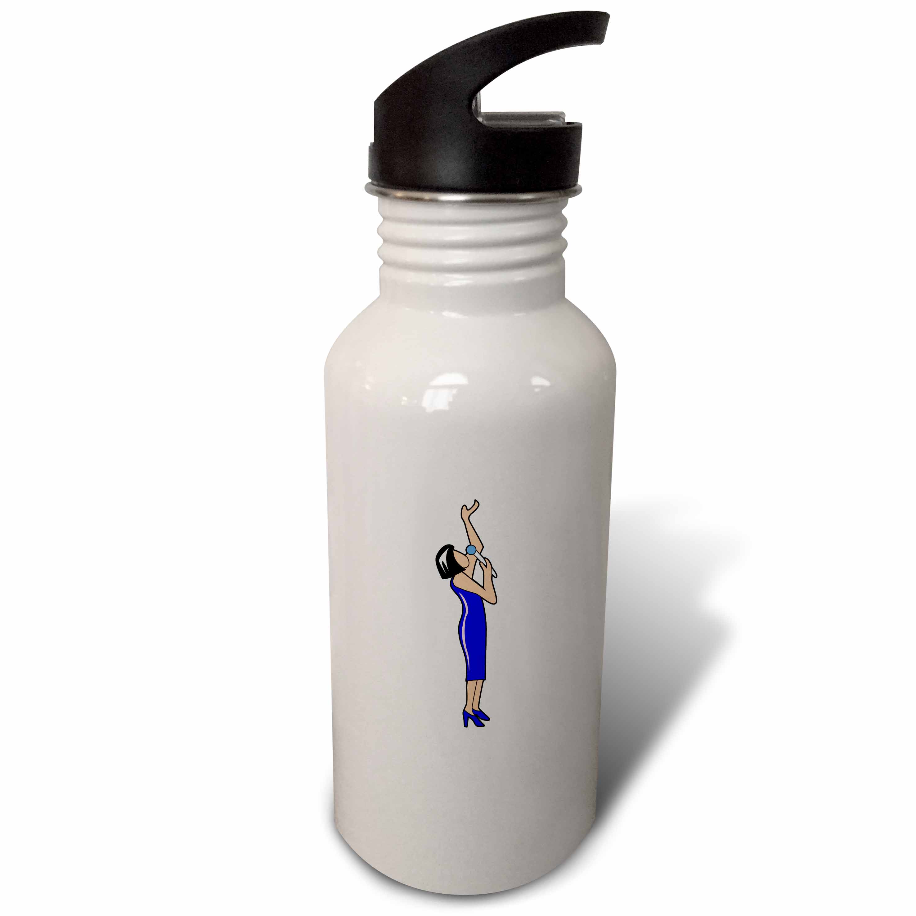 singer female abstract arm up blue dress bk 21 oz Sports Water Bottle ...