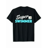 single-sided printed crew neck Men T-Shirt Super Swimmer Fun Cute ...