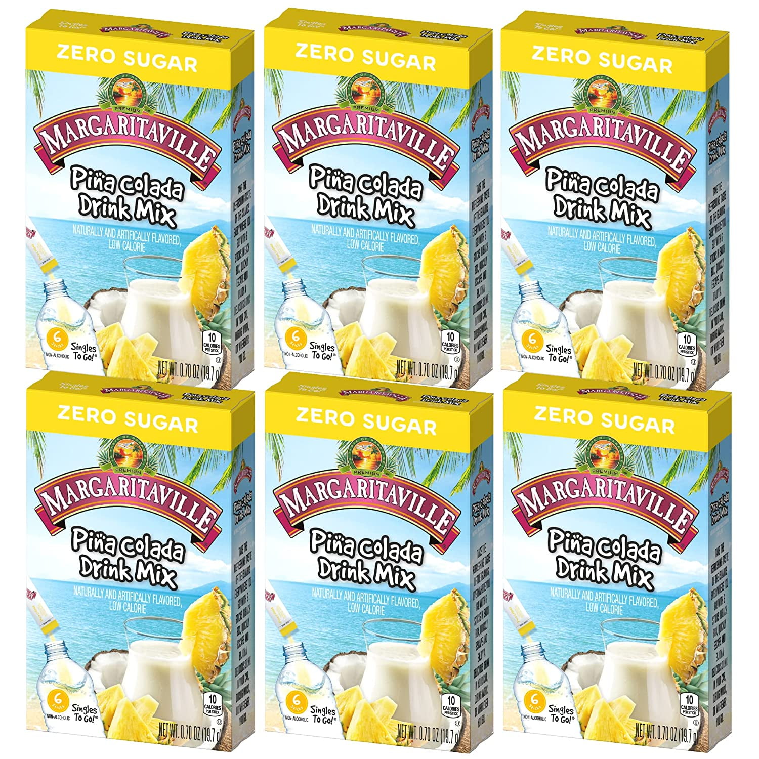singles to go water drink mix - pina colada flavored, non-alcoholic ...