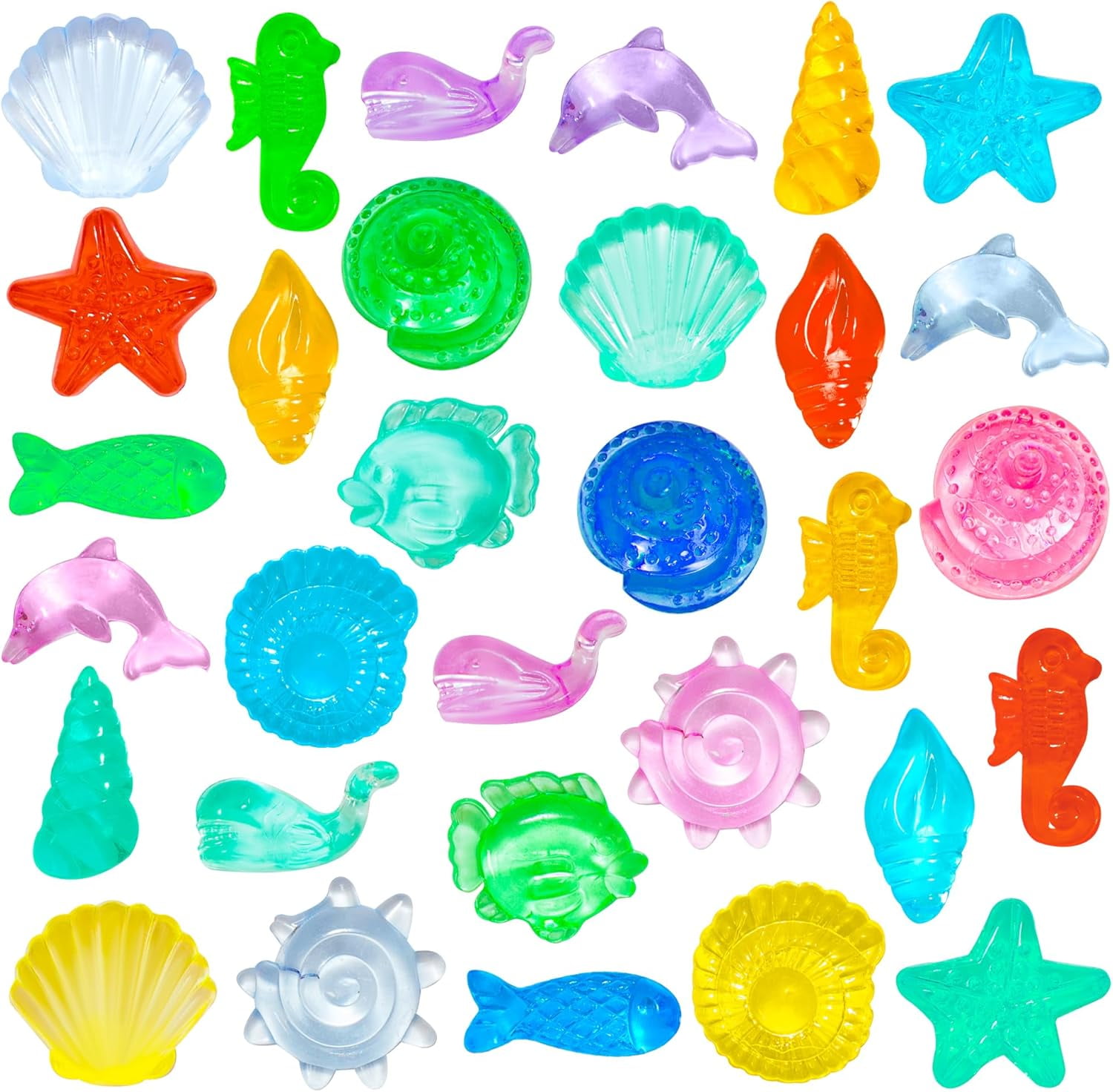 sinkoo 100pcs Ocean Sensory Bin Kit - Plastic Seashells Acrylic Gems ...