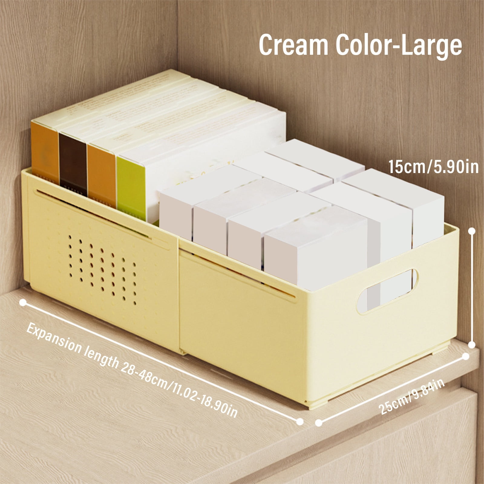 sinkoo 1PCS Expandable Stackable Storage Box, Adjustable from 11-18.8 ...