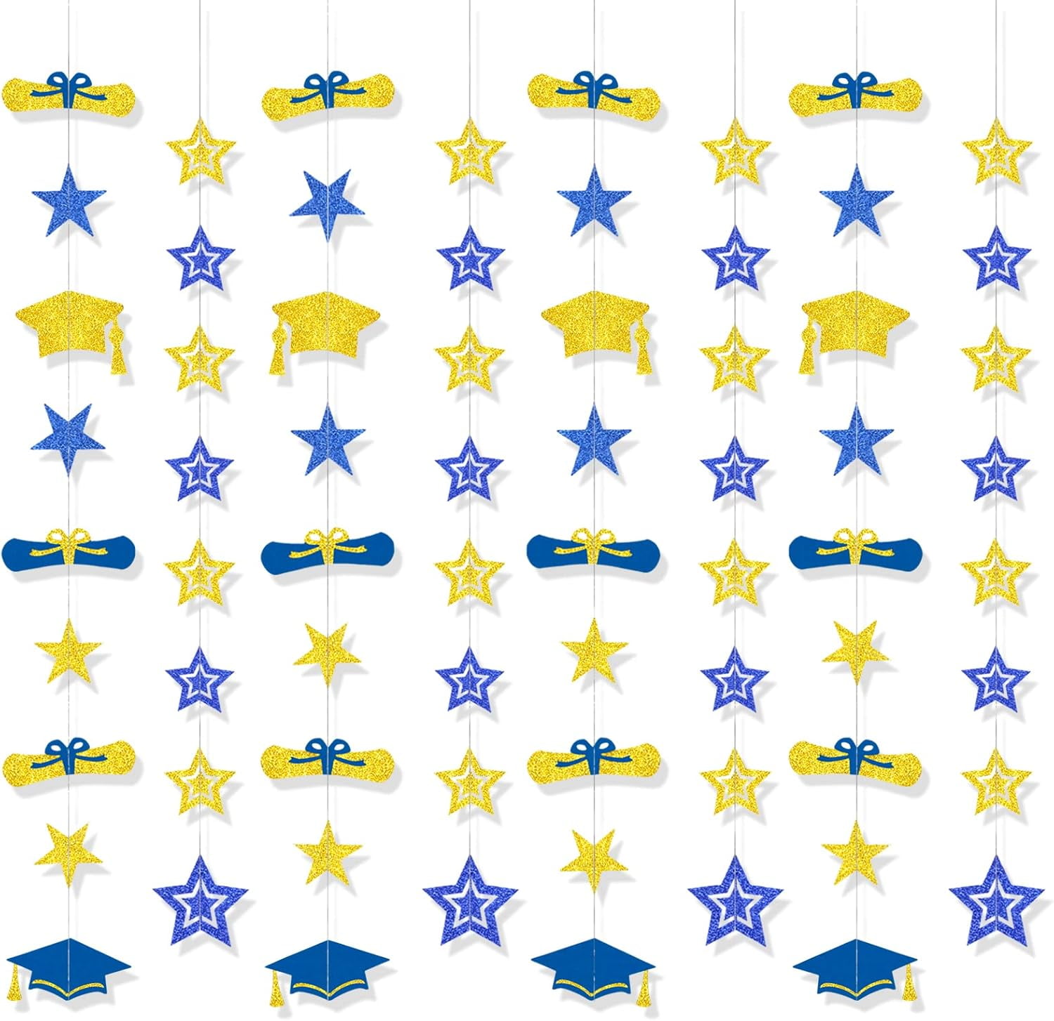 sinkoo 8 Pack 2025 Preschool Graduation Decorations,Blue Gold Glitter ...