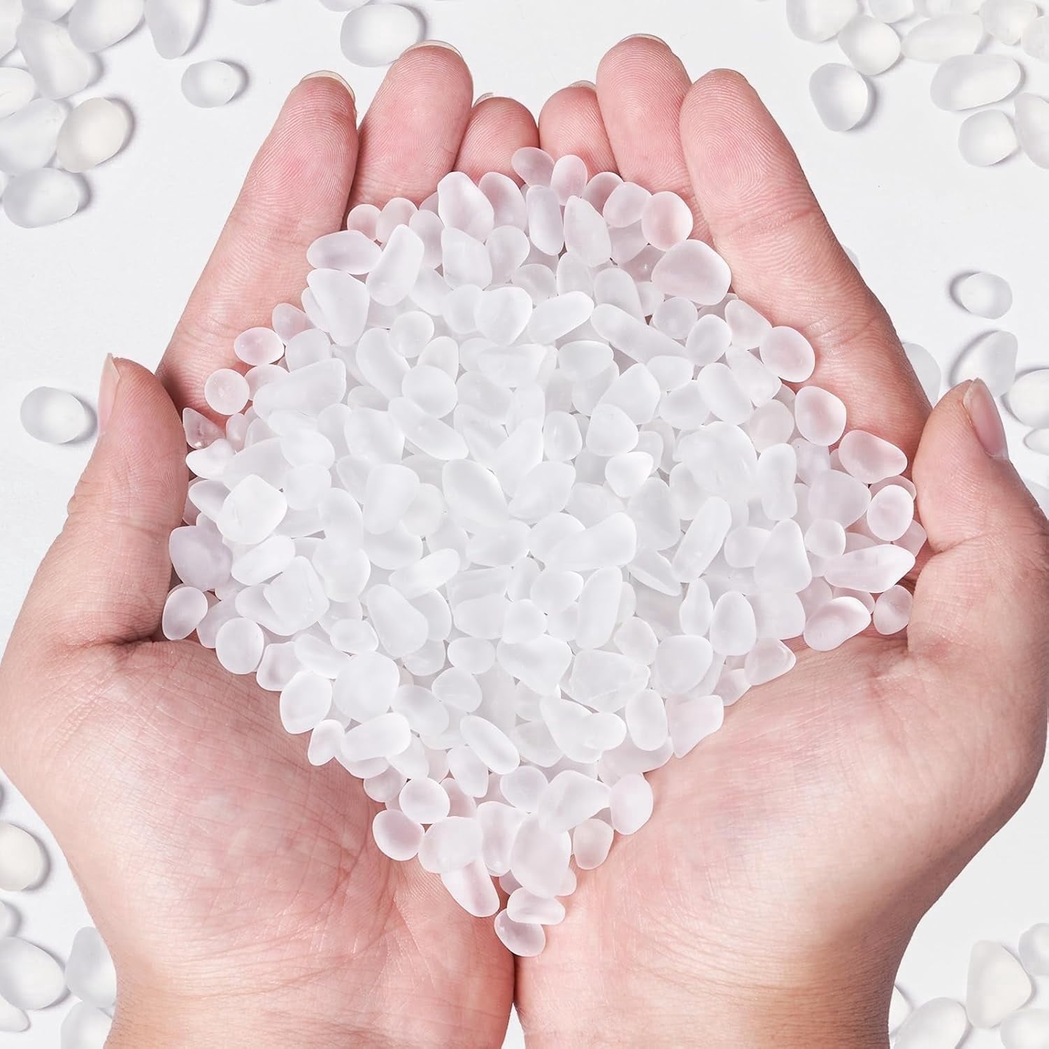 SINKOO White Sea Glass Stones, Bulk 1LB Decorative Pebbles for Aquarium ...
