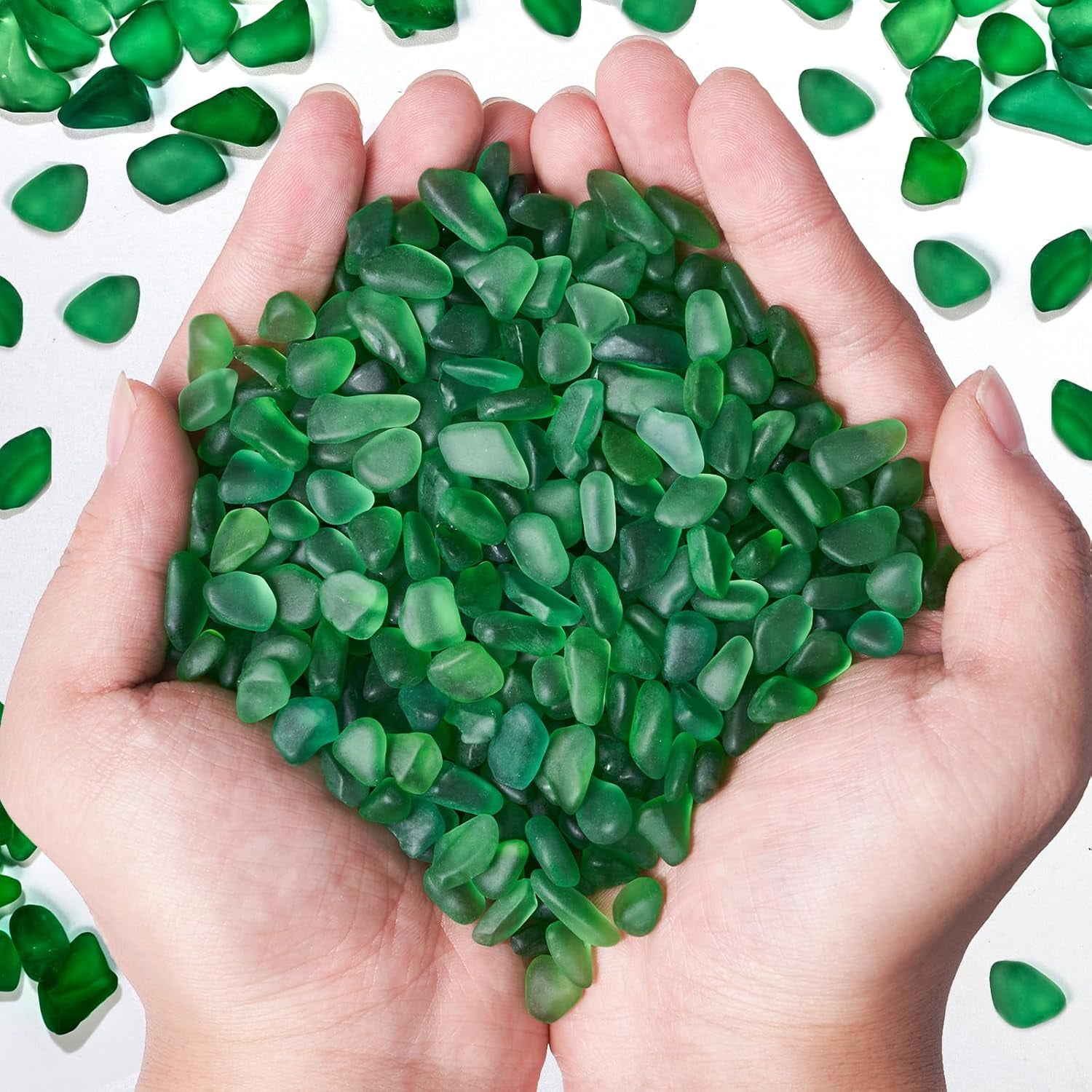 sinkoo Sea Glass Stones for Crafts About 2.75LB (1180g/41.62oz) Green ...