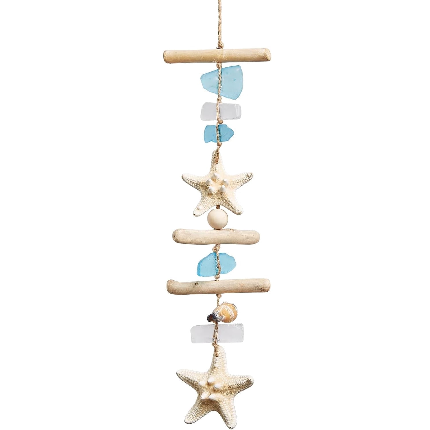 "SINKOO Nautical Wall Decor, Sea Glass Wooden Art with Starfish and ...