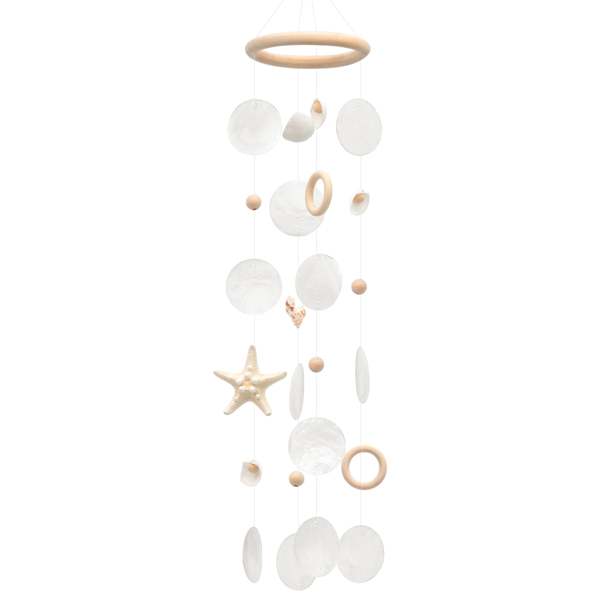Sinkoo Sea Shells Wind Chimes,Handcrafted White Capiz Shells Windchime ...