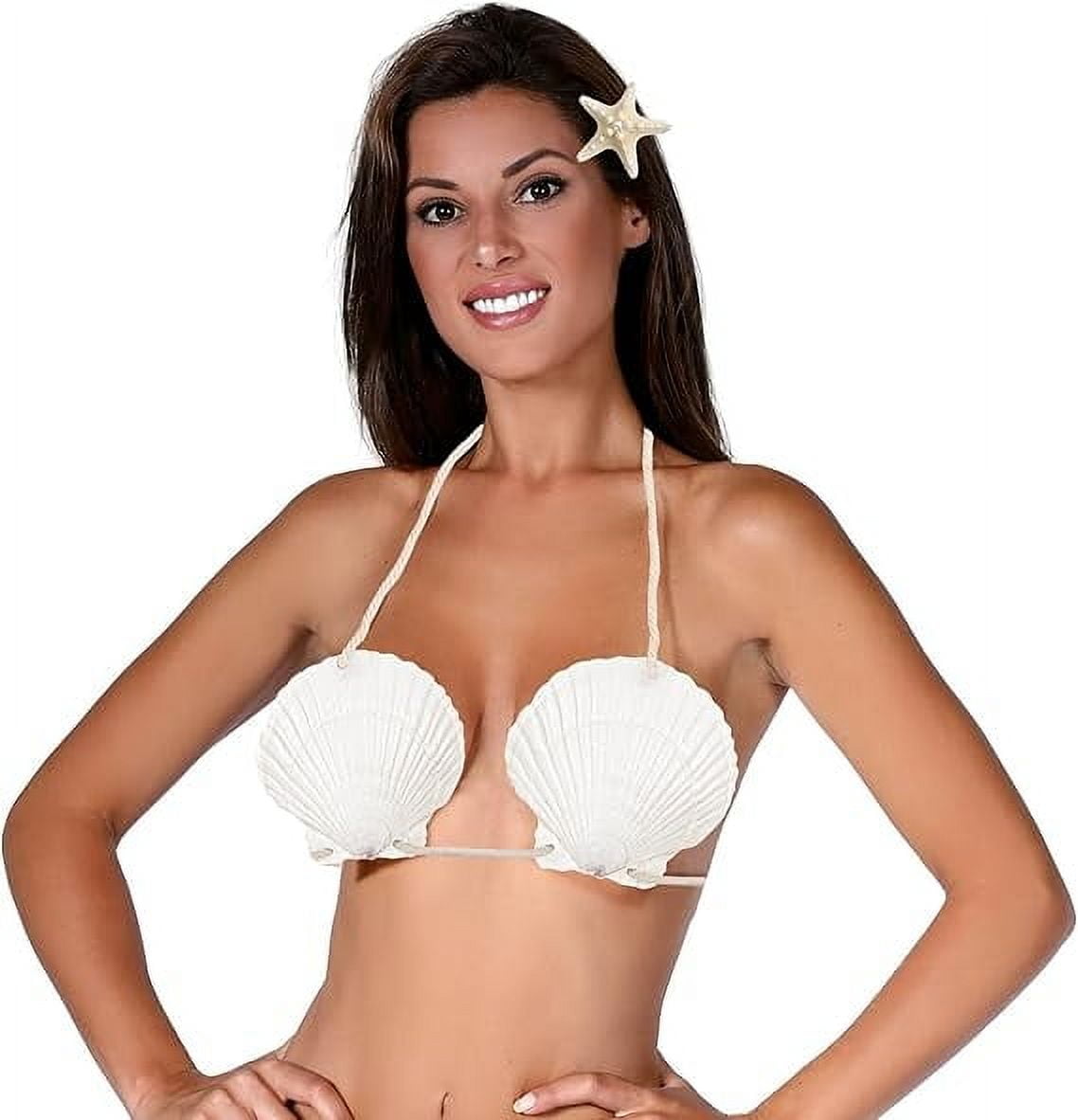 sinkoo Seashell Bra with Cord,Hawaiian Mermaid Bra with Starfish Hair Clip, Seashell Tops for ...