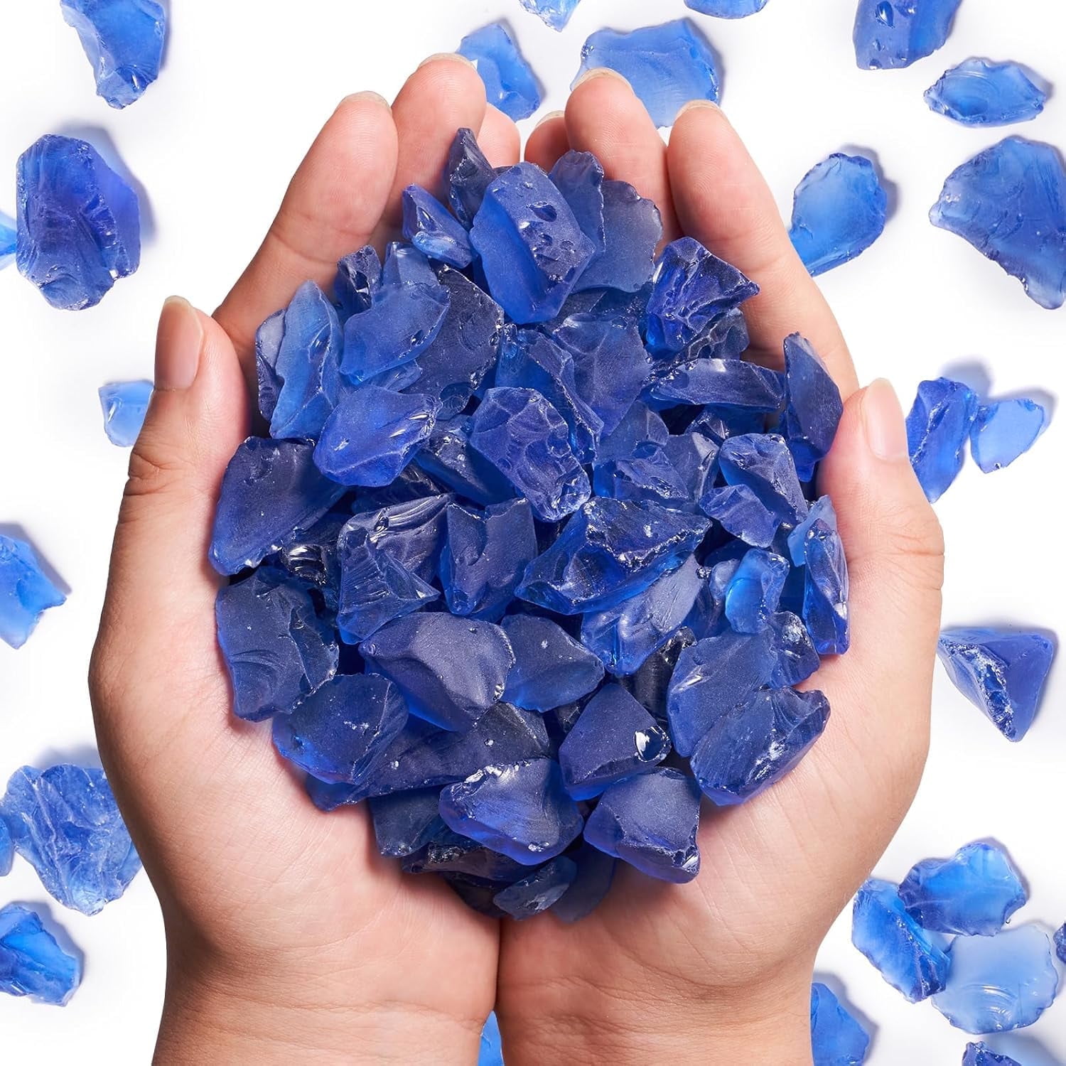 sinkoo Versatile Frosted Sea Glass Block - 11oz Cobalt Blue Vase ...