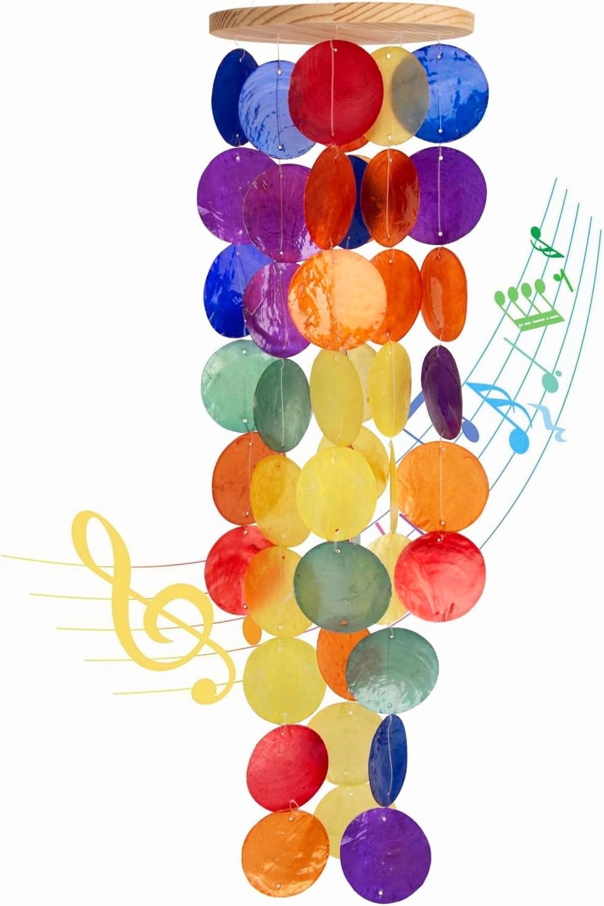 SINKOO Capiz Shell Wind Chimes Handcrafted Rainbow Coastal Decor for ...
