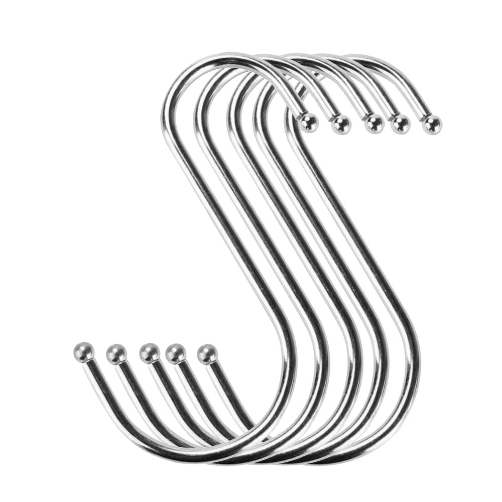 siubich 5 Pcs S Hooks for Hanging, 4 Inch Duty Stainless Steel S Shaped ...