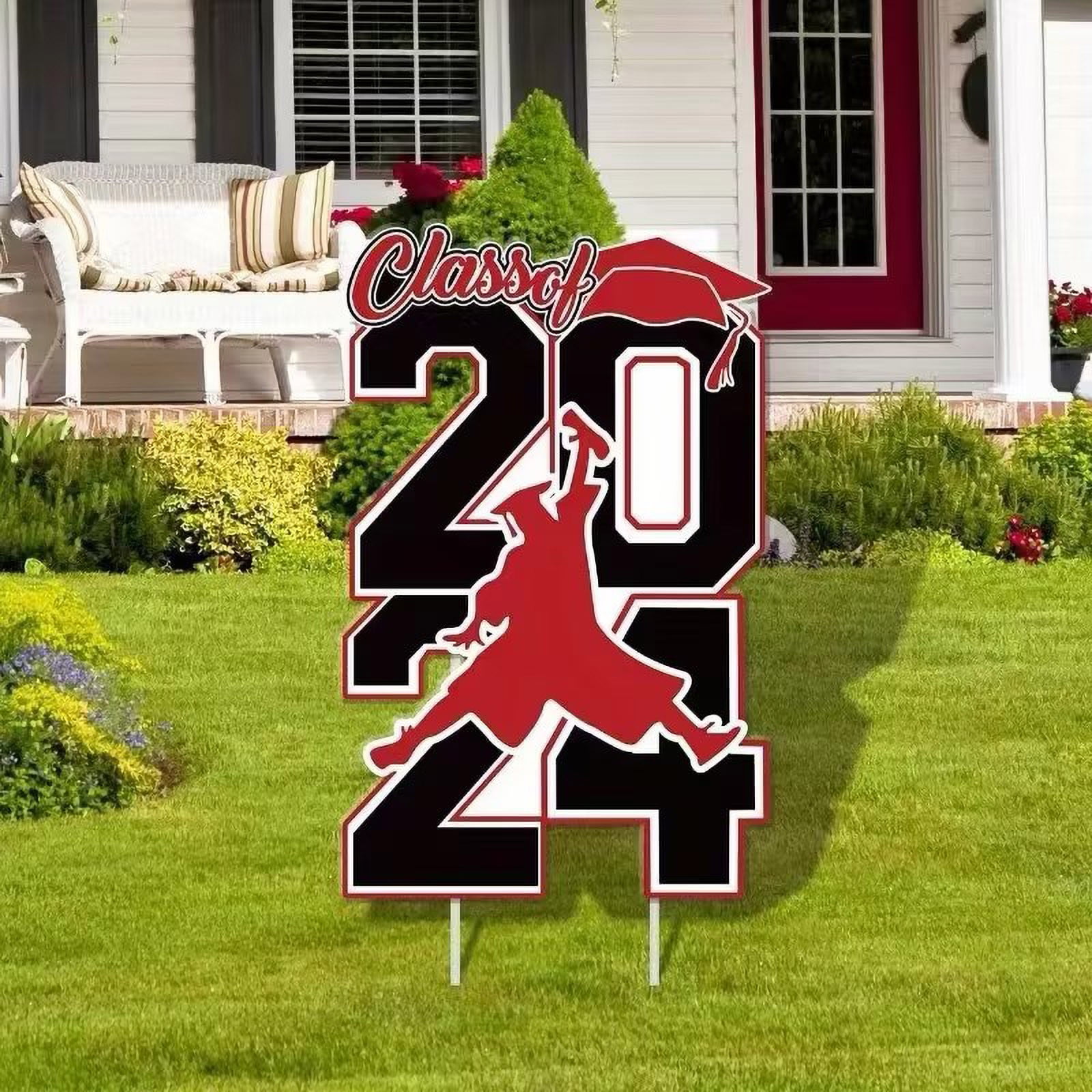 siubich Graduation Outdoor Decor, Red Glitter Congratulations ...