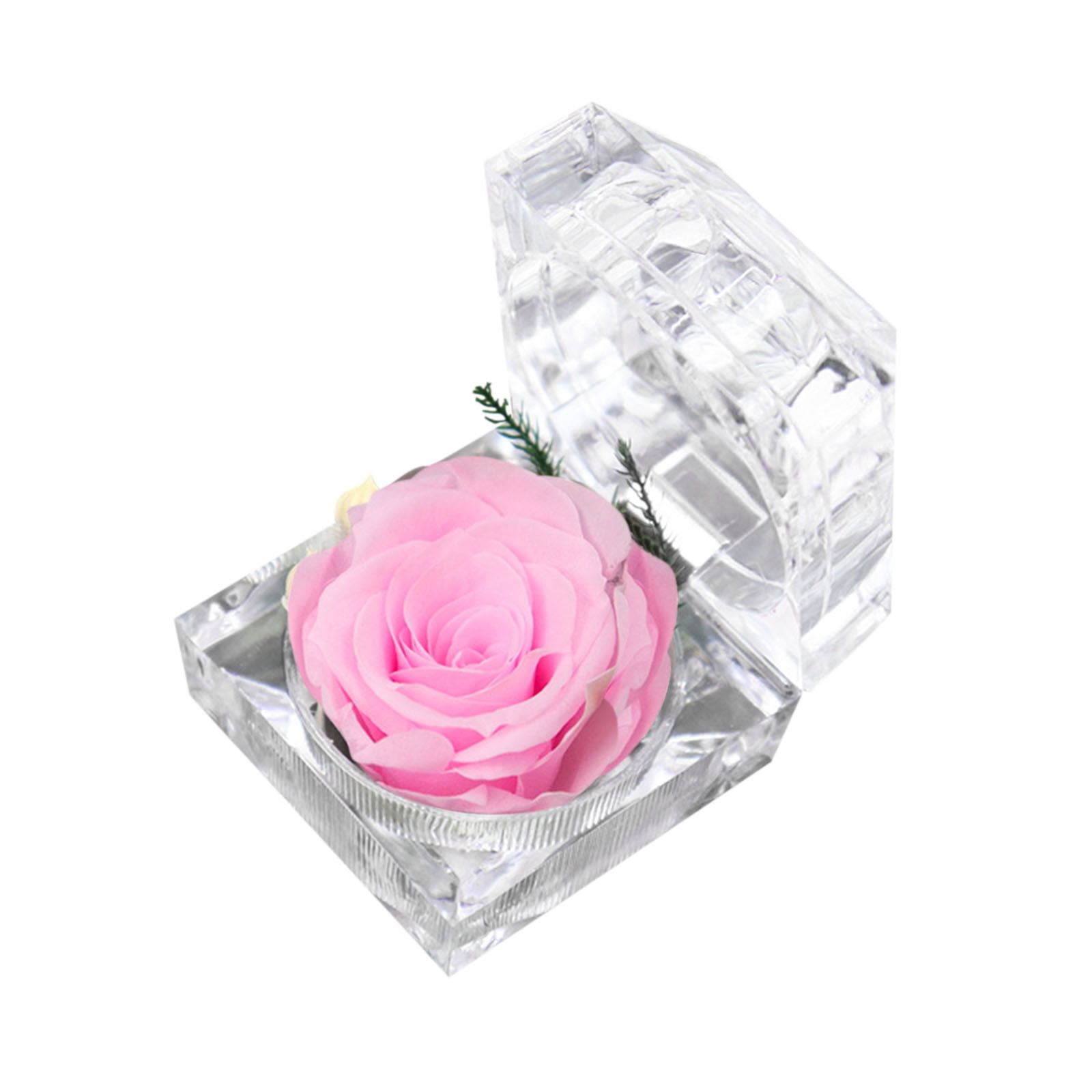 siubich Rose in Acrylic Crystal Ring Box Handmade Real Preserved Fresh ...