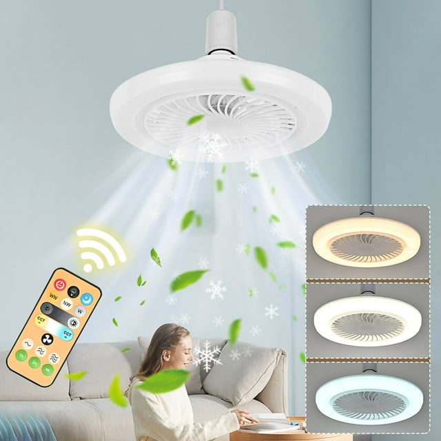 siubich Socket Fan Light Ceiling Fans with Lights and Remote, Dimmable ...