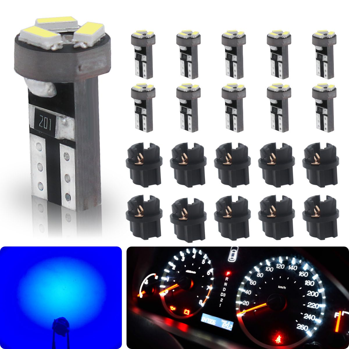 siweex T5 LED bulbs OIF8 Blue 74 73 37 2721 Car Dashboard Instrument Panel Gauge Cluster ...