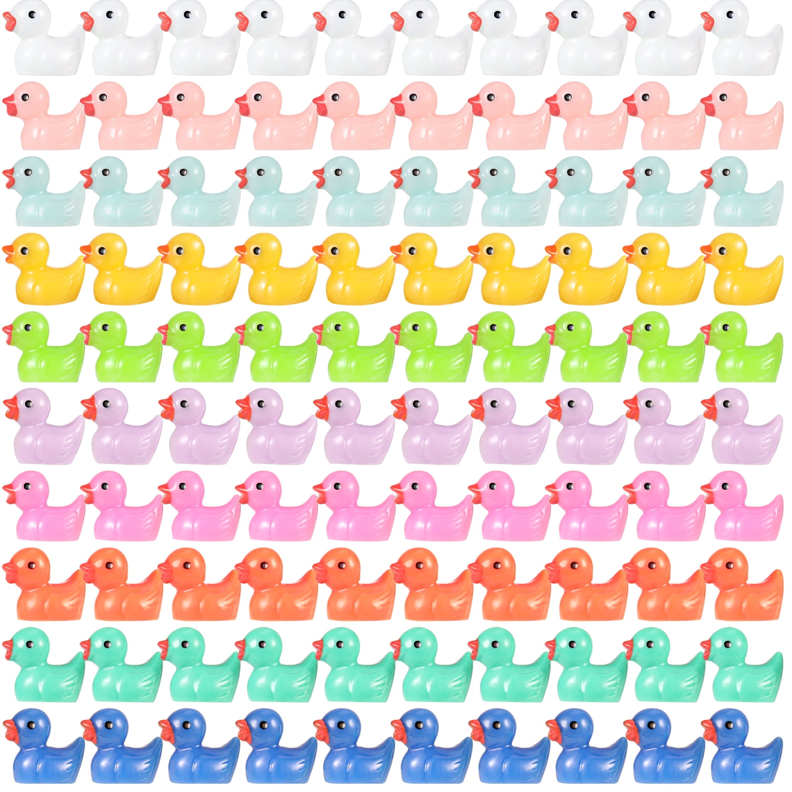 Sixwipe 100 PCS Mini Resin Ducks, Multicolor Fairy Garden Figures, DIY ...