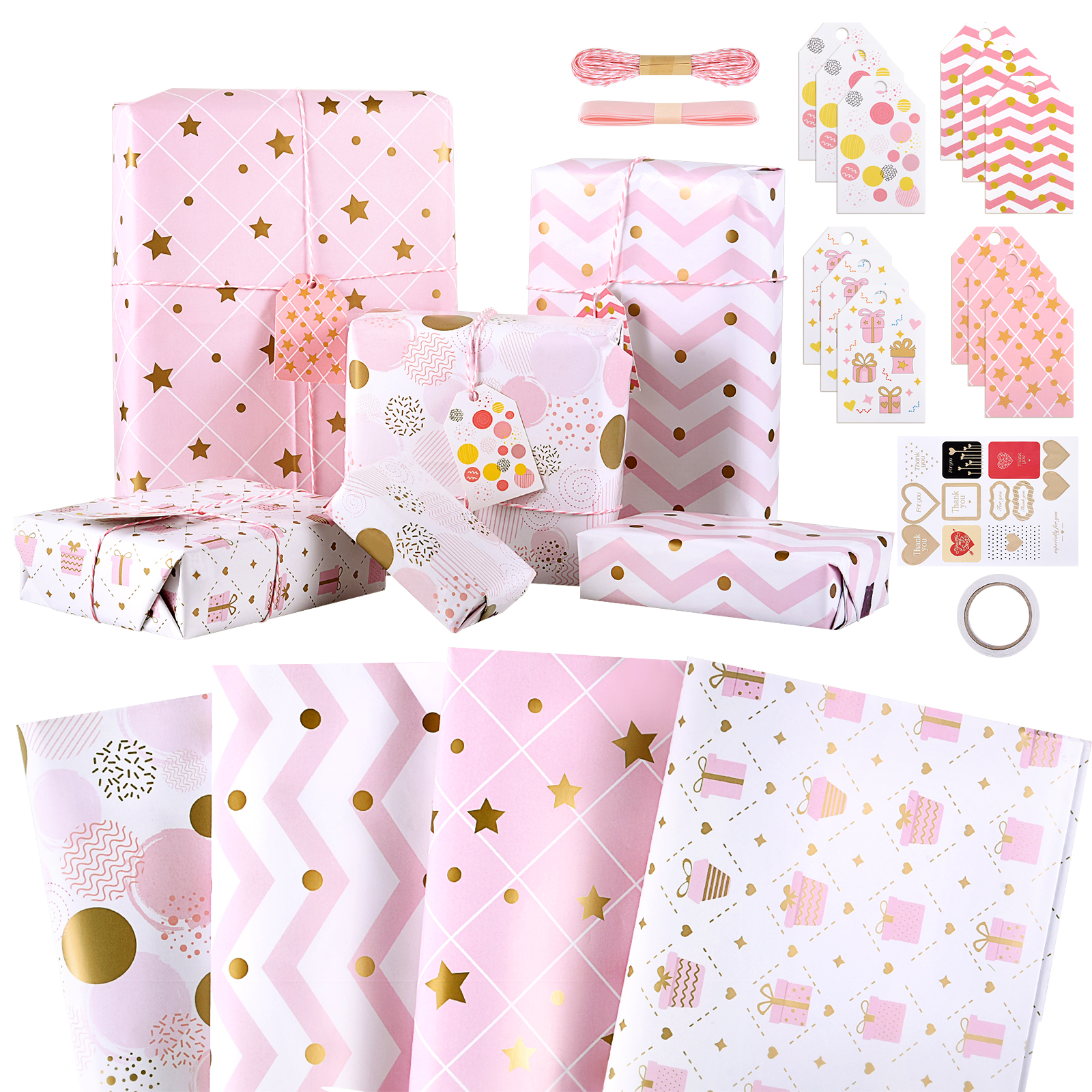 Enchanted Unicorn Printed Birthday Baby Shower Gift Wrap Paper, 5' x 30 ...