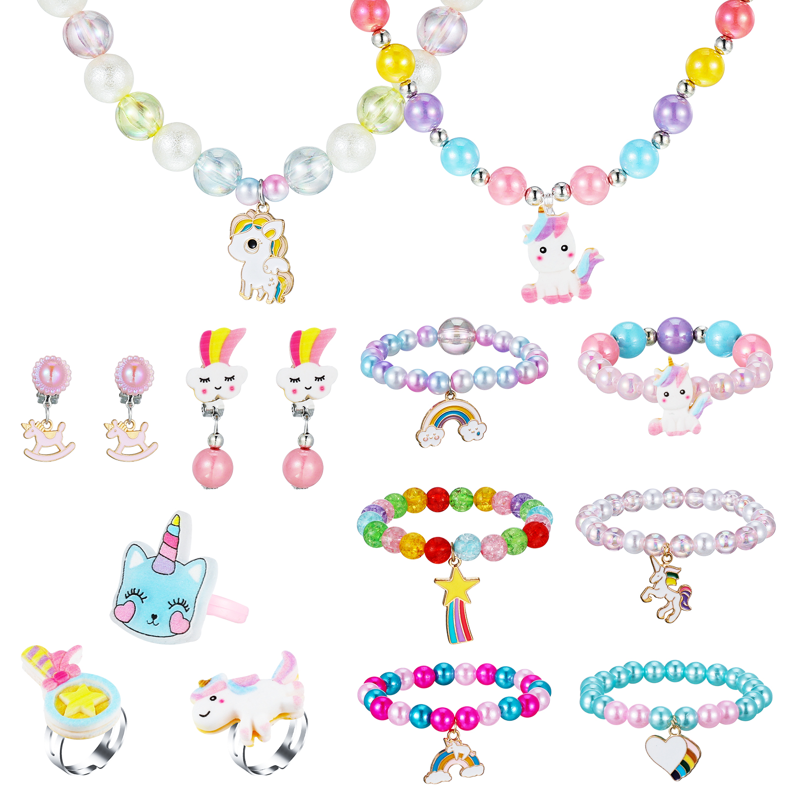 PinkSheep 6Pcs Girls Jewelry Set, Butterfly Flower Cherry Pendant ...