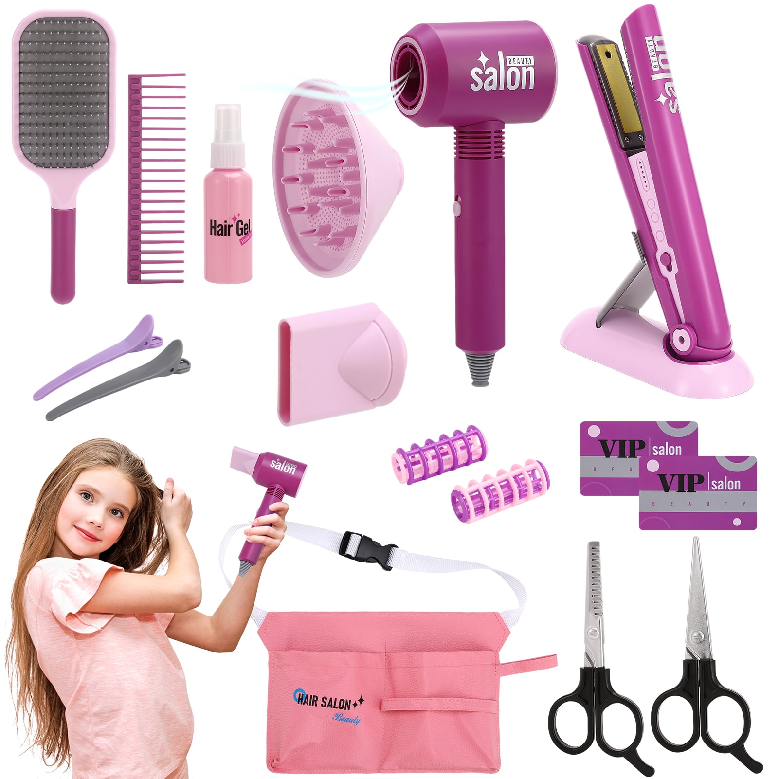 sixwipe 17 Pcs Girls Beauty Hair Salon Toys for Girls, Girls Beauty ...