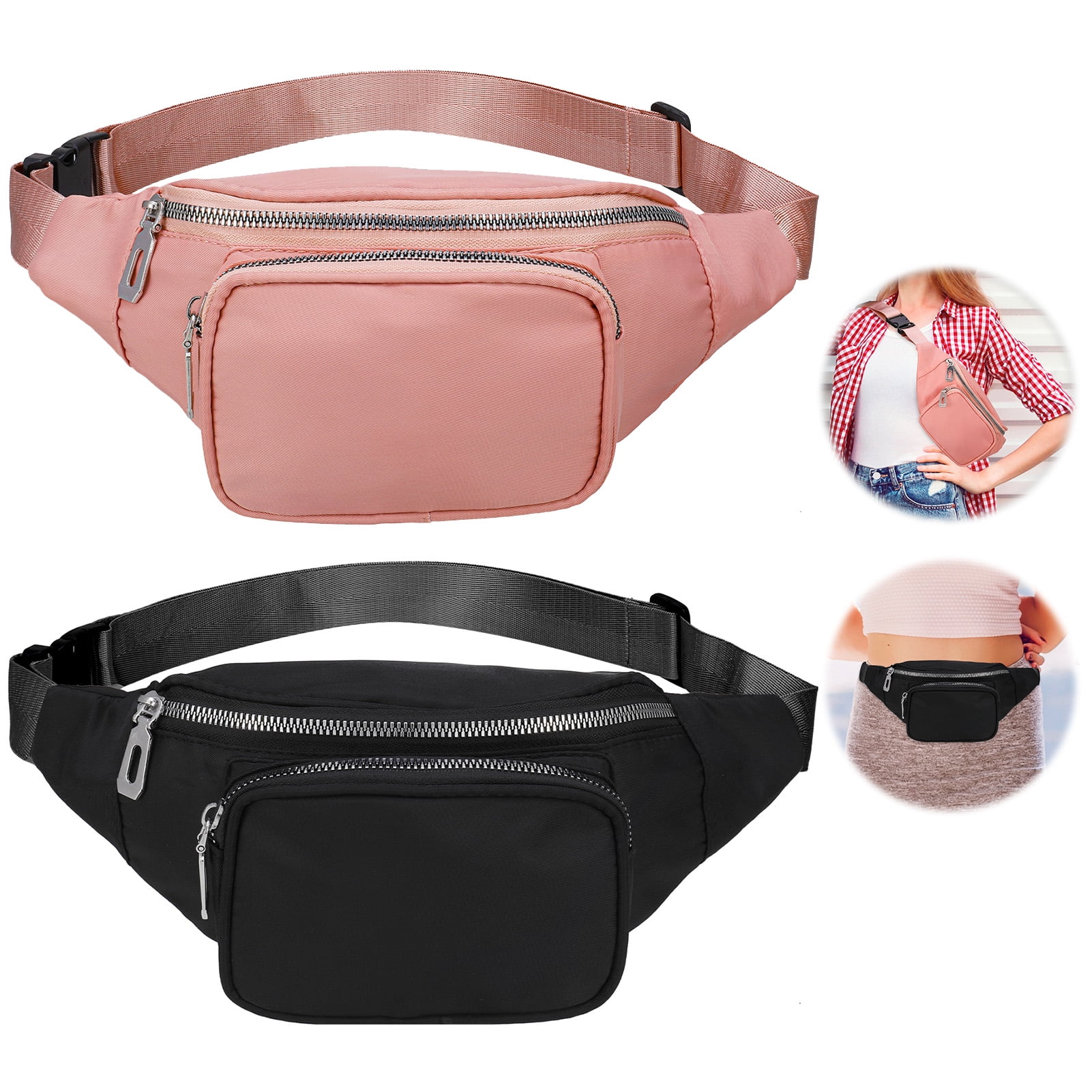Sixwipe 2 Pcs Waterproof Waist Pack, Nylon Fanny Packs for Men & Women ... Sixwipe 2 Pcs Waterproof Waist Pack, Nylon Fanny Packs for Men & Women ...