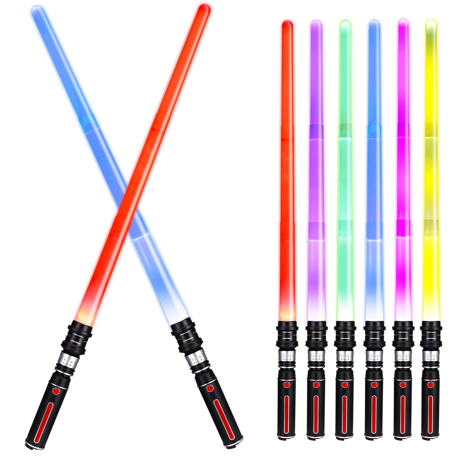 sixwipe 2 Pcs Light Saber for Kids, Retractable Light up Saber, LED ...