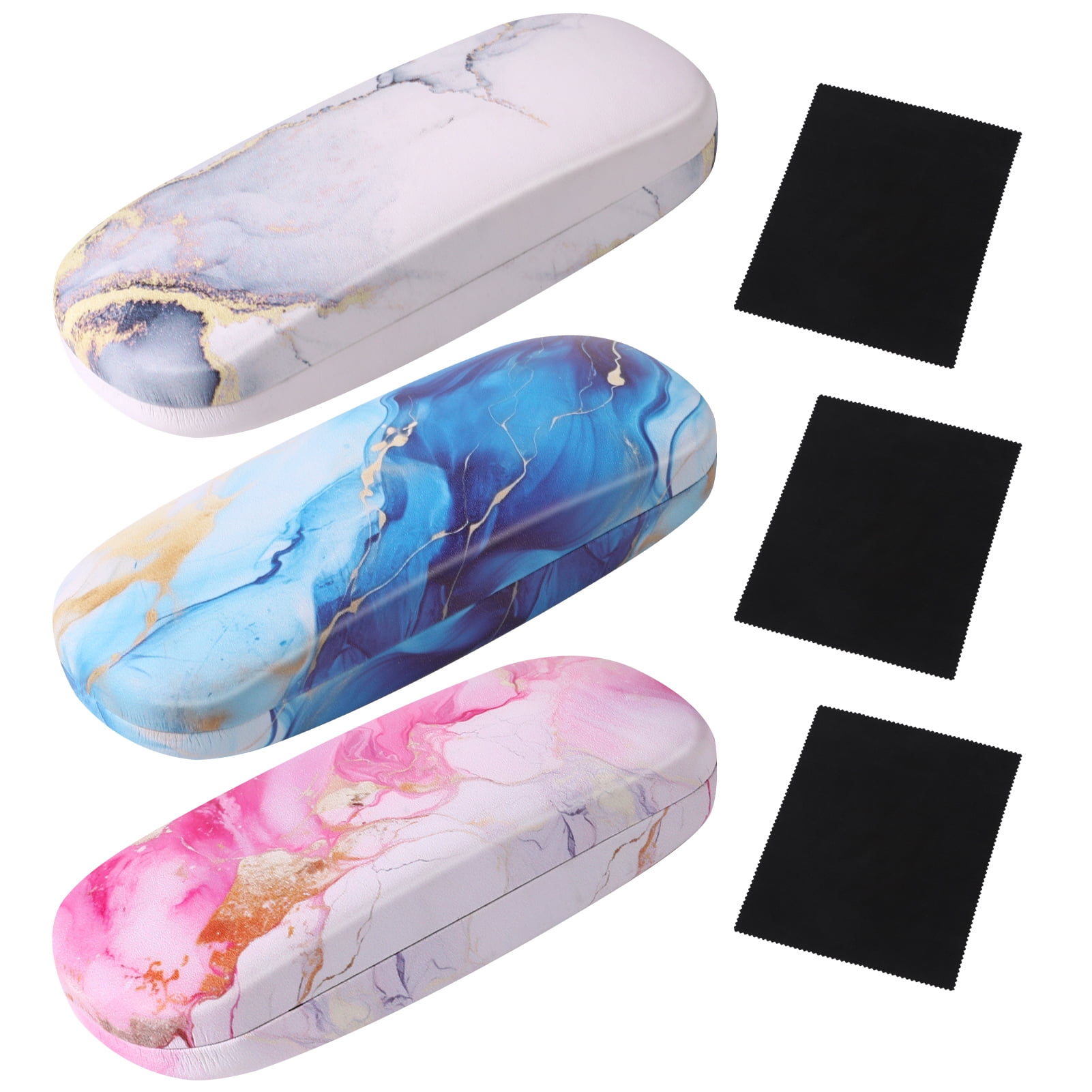 sixwipe 3 Pcs Hard Shell Eyeglasses Case, Portable Glasses Holder with ...