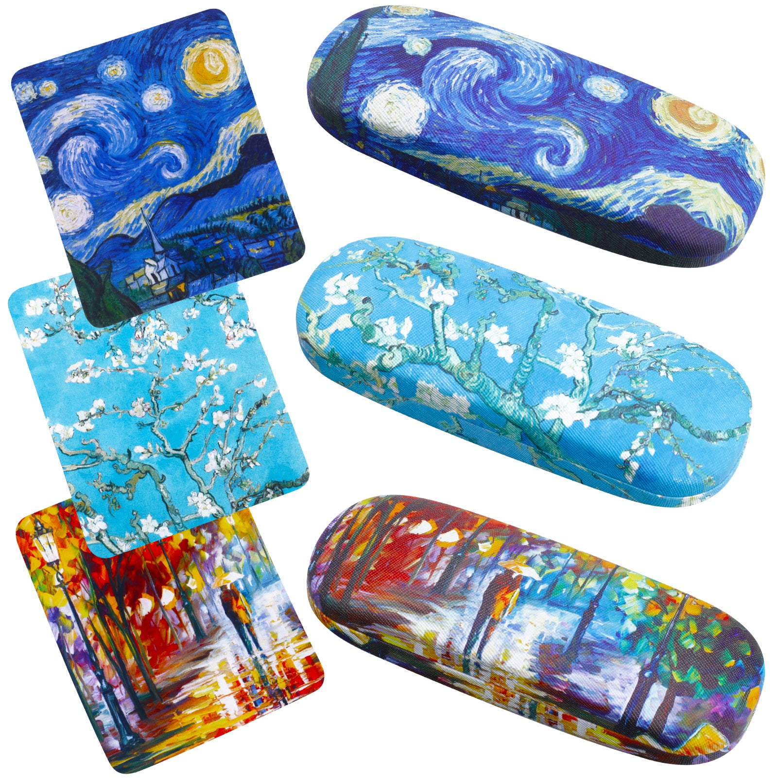 sixwipe 3 Pcs Hard Shell Eyeglasses Case, Portable Protective Glasses ...