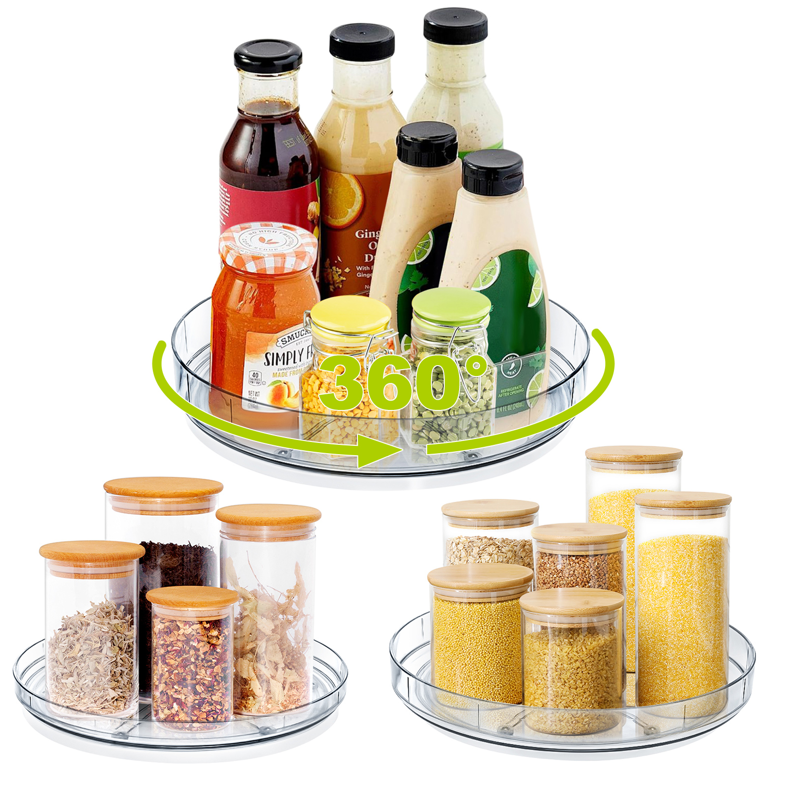 SAYZH 12 inch Black Lazy Susan Metal Turntable, Rotating Spice Racks ...