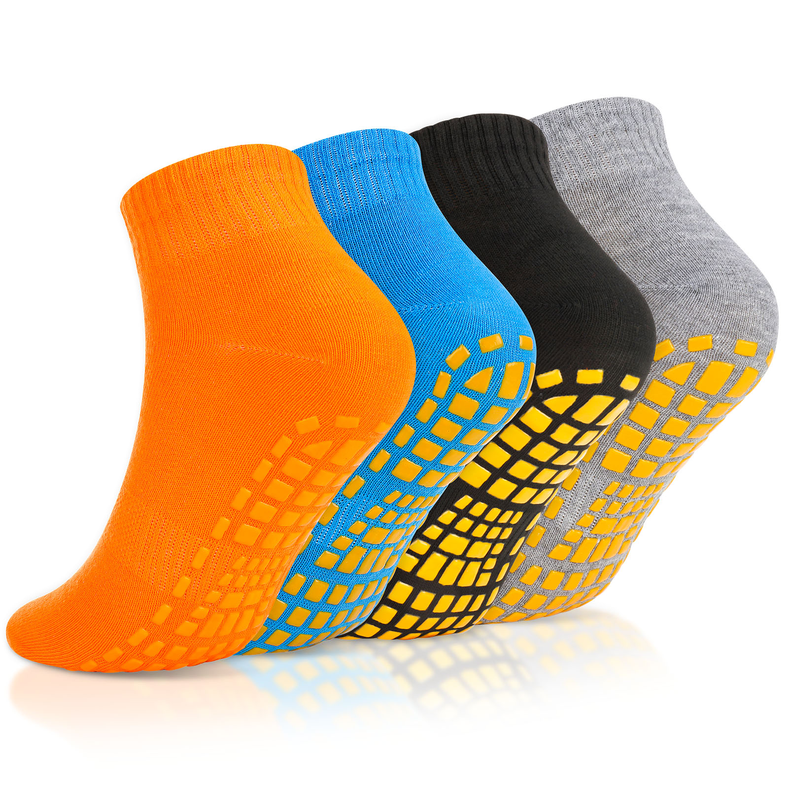 Pilates Yoga Non Slip Skid Socks - 4 Pack Ballet Barre Sticky Grippers ...
