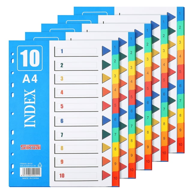 sixwipe 5 Sets 10 Tabs Binder Dividers with Colorful, File Dividers ...