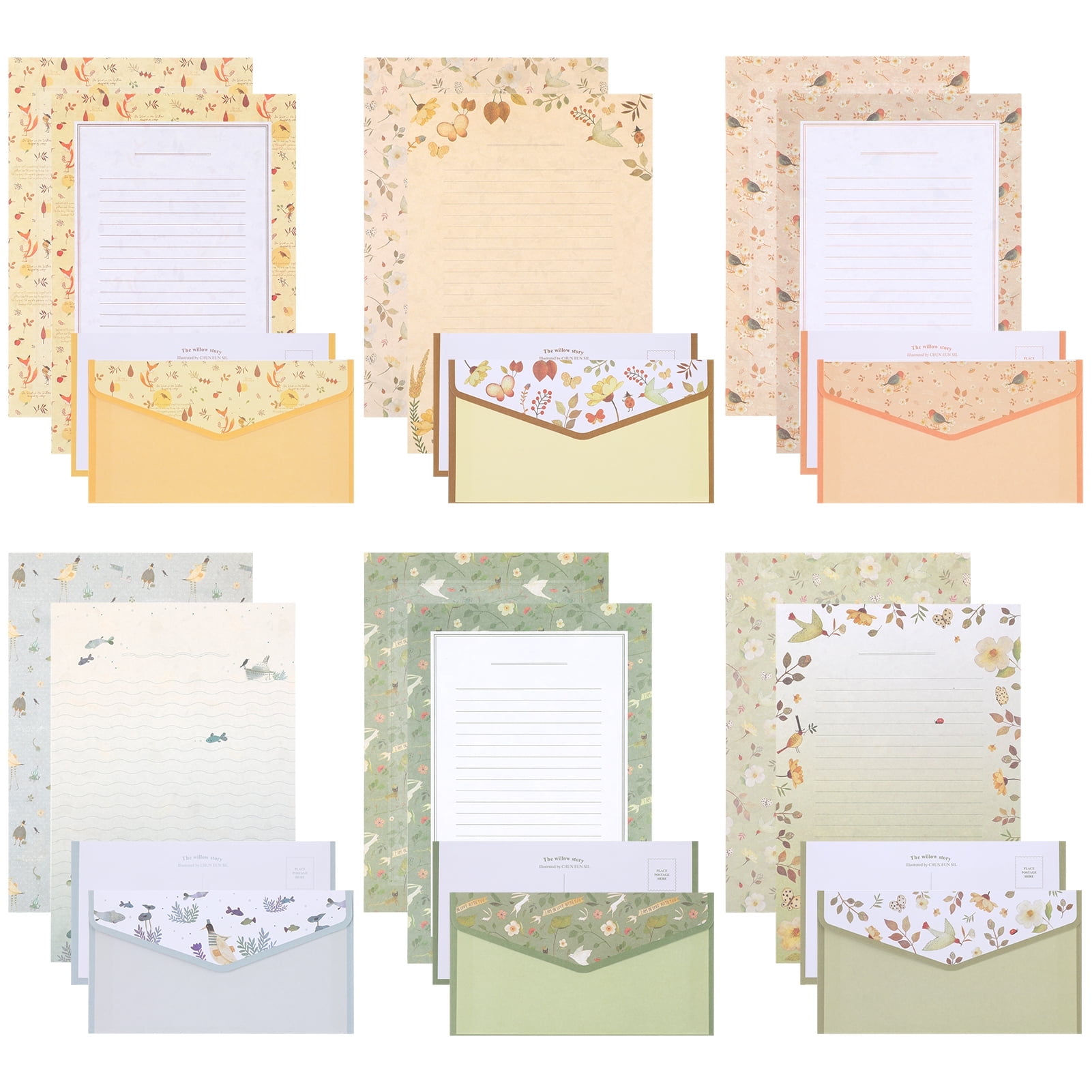 sixwipe 54 Pcs Stationery Set with Envelopes, 36 Writing Paper and 18 ...