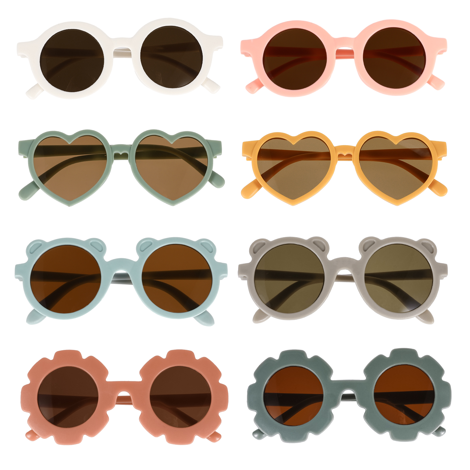 3 Pieces Round Flower Sunglasses Girls Flower Glasses Cute Outdoor ...