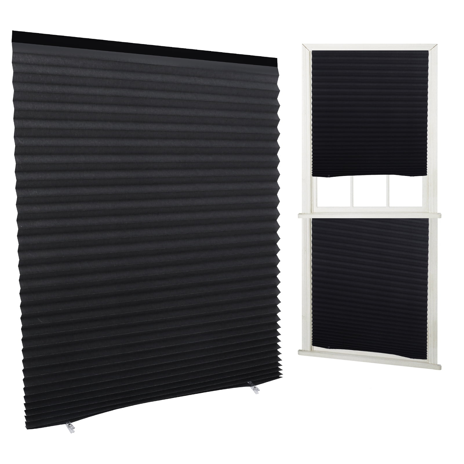 "sixwipe Blackout Pleated Window Shades, Cordless No Drill Blinds ...