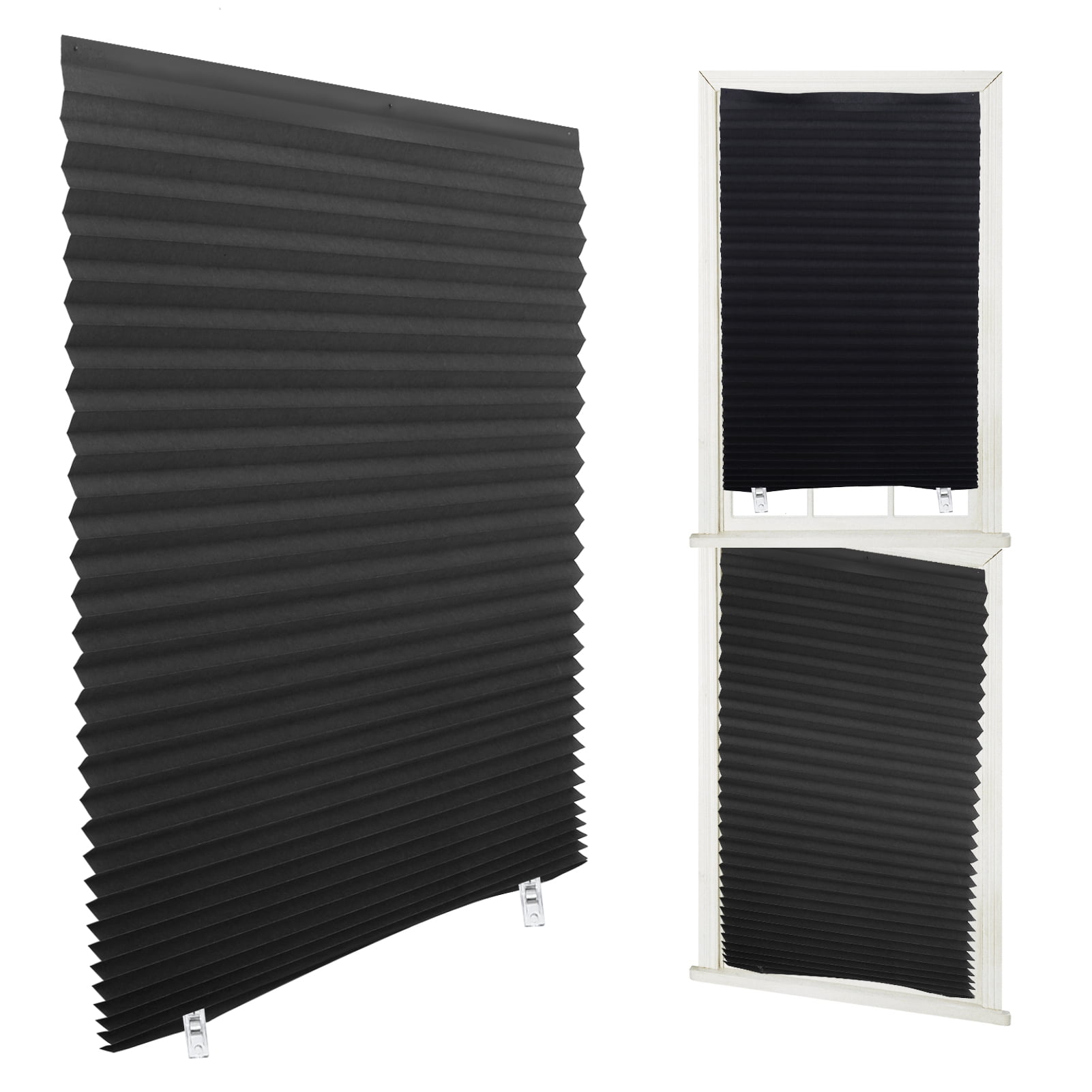 Sixwipe Blackout Pleated Window Shades, Cordless, Light Filtering, Easy ...