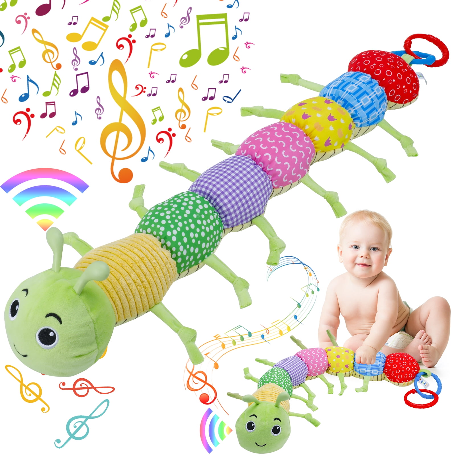 sixwipe Caterpillar Baby Musical Toy, Multicolor Infant Toy Crinkle ...