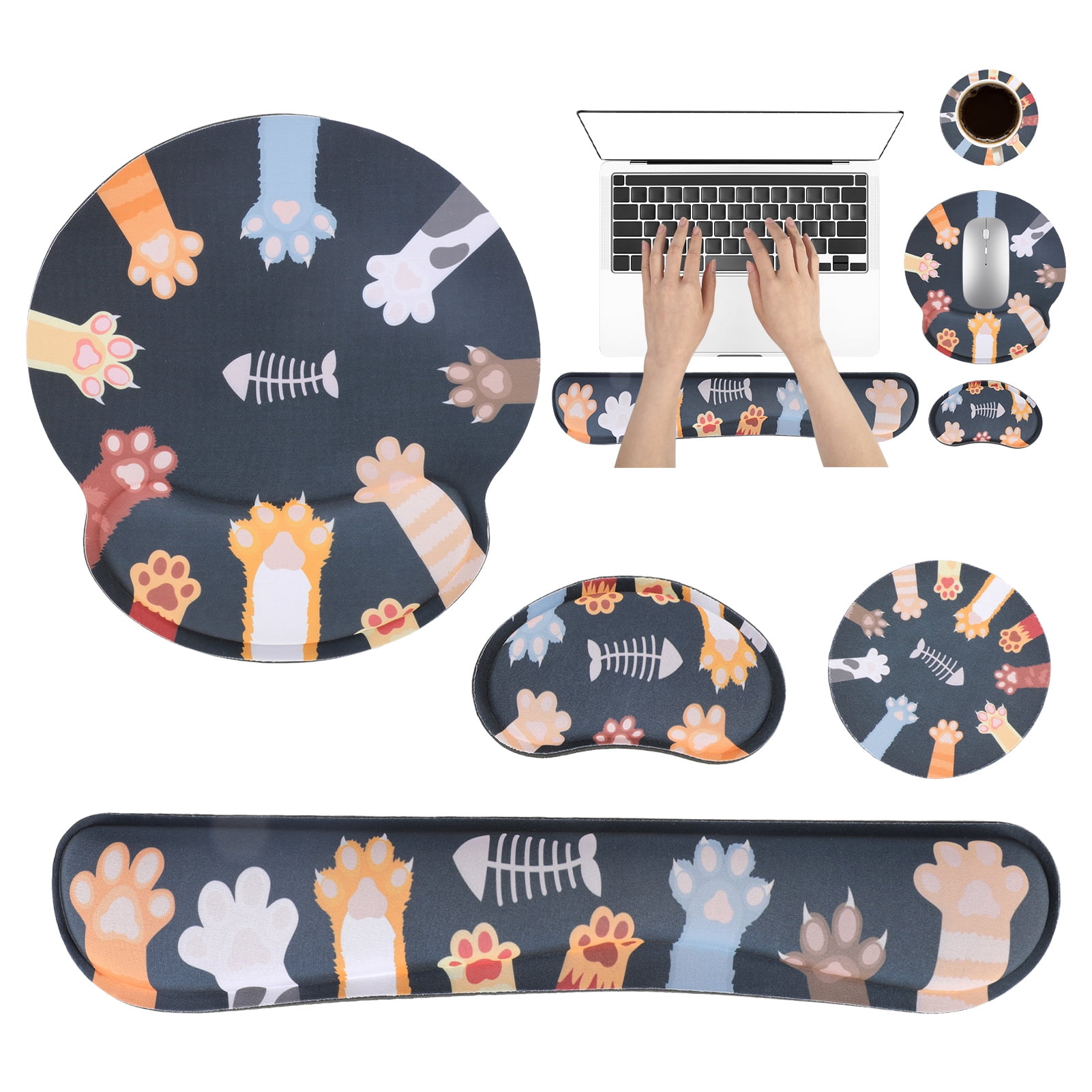 Sixwipe Ergonomic Mouse Pad & Keyboard Wrist Rest Set, Non-Slip, Memory ...