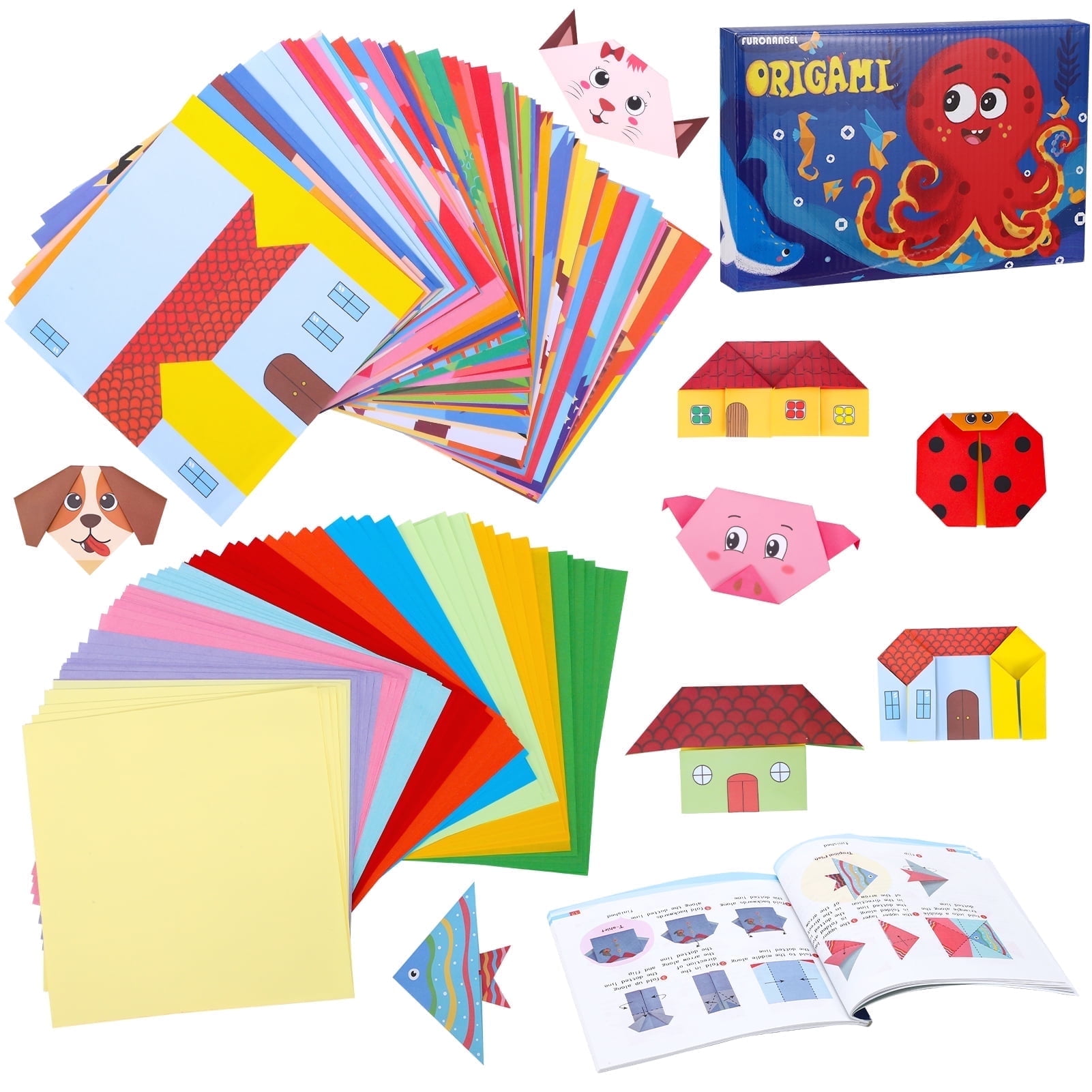 sixwipe 344 Pcs Origami Paper Kit for Kids Ages 6-12, Colorful Folding ...