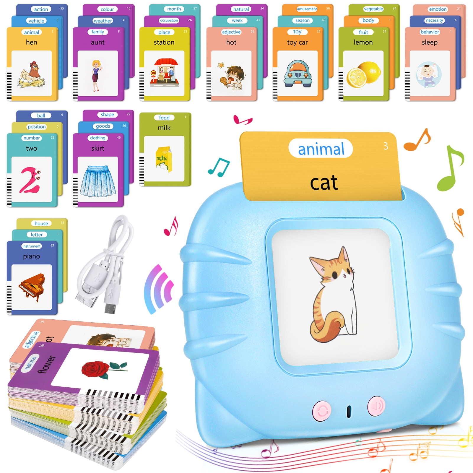 Sixwipe Talking Flash Cards, 510 Sight Words, Preschool Learning Toy ...