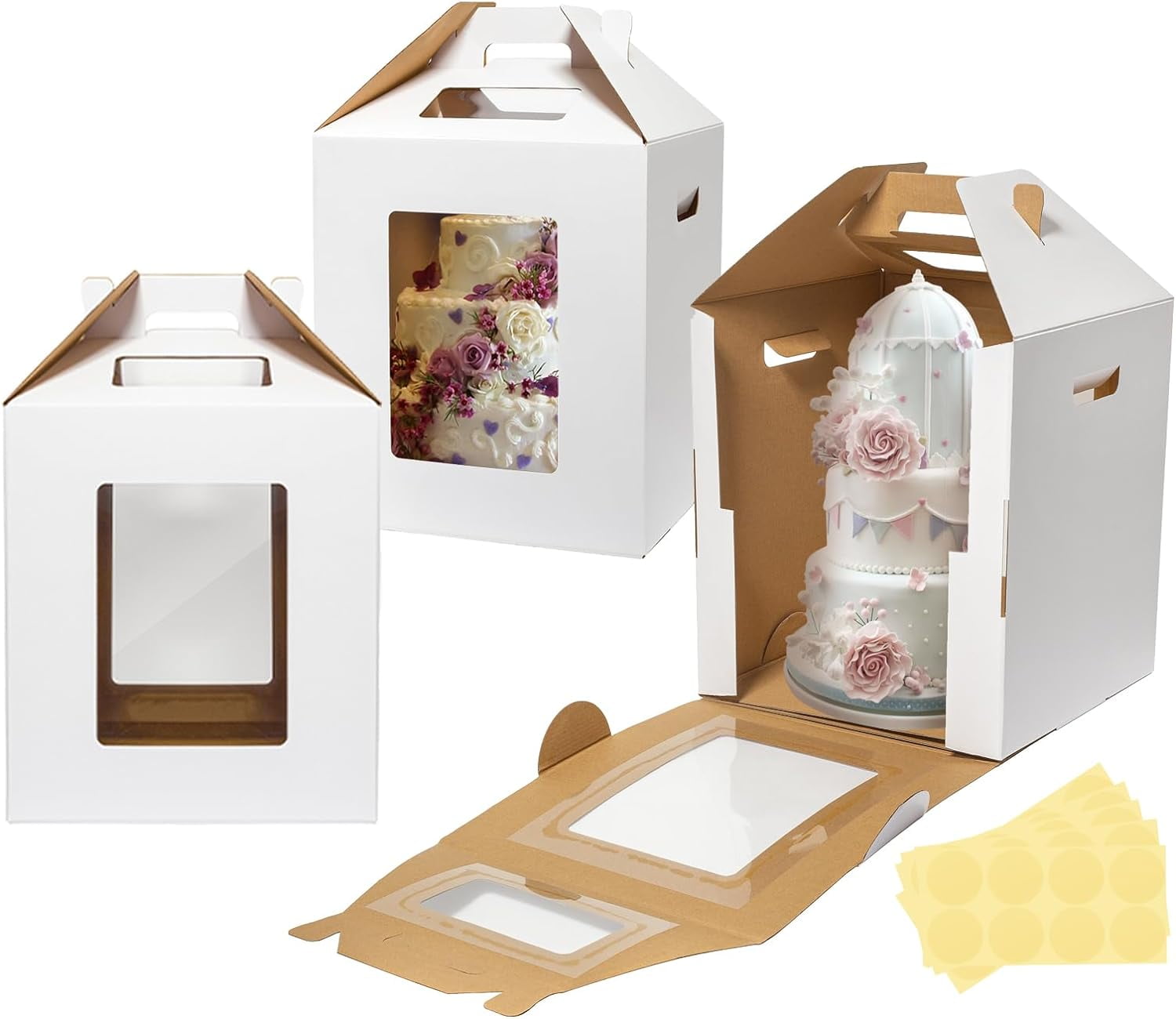 sjivko 3 Pack Tall Cake Boxes for Tier Cakes 12x12x14 Inch Disposable ...