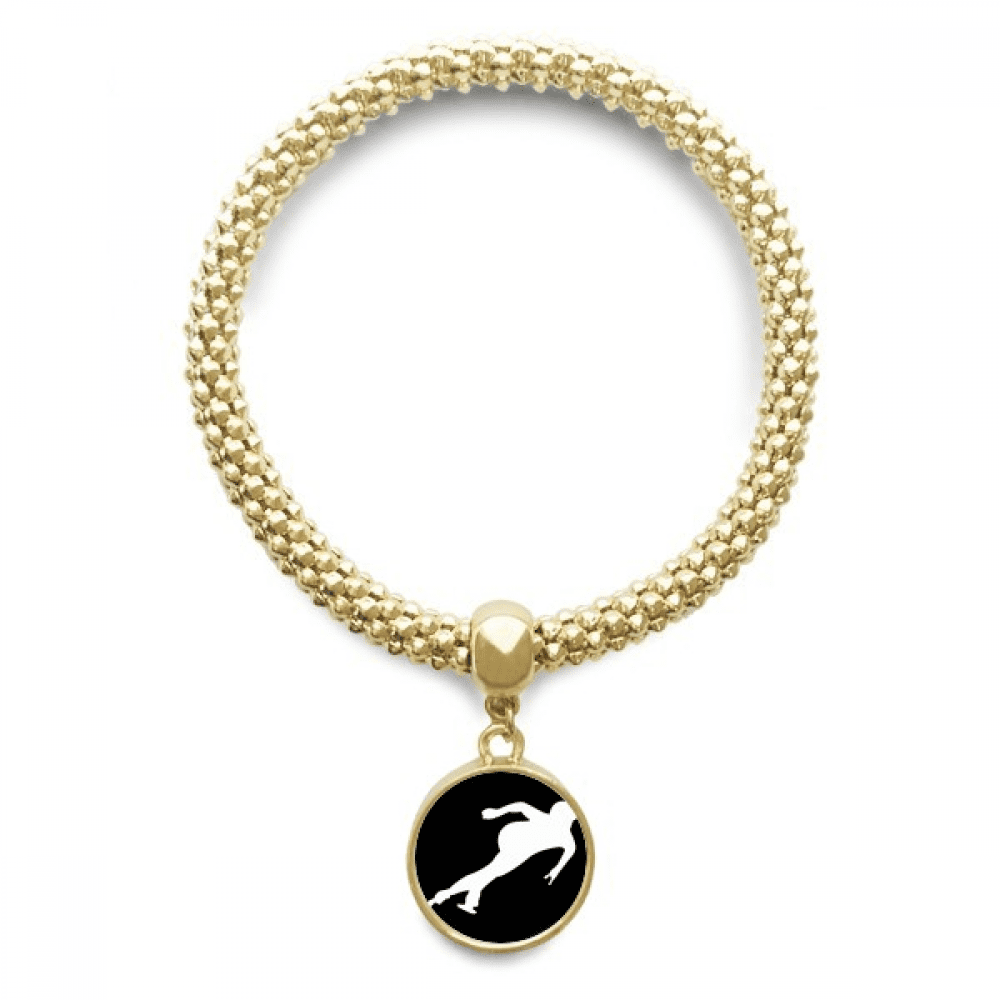 skating winter sport black outline en bracelet round pendant jewelry ...